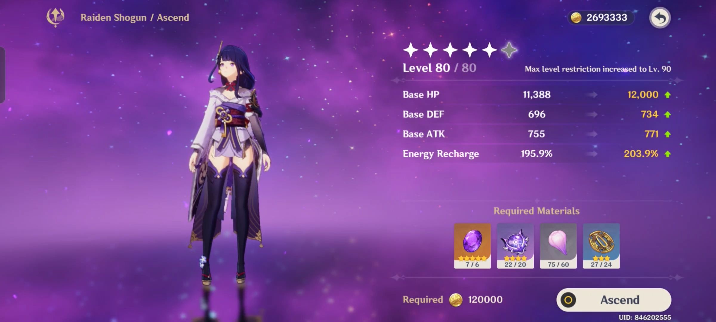 Celebrated Valentine's Day for Raiden Shogun: Maxing Her Level and ...