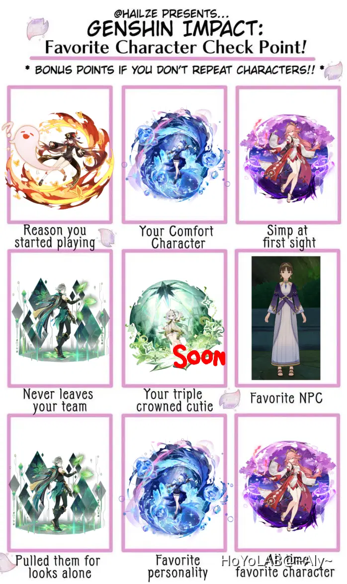 Genshin Impact: Favourite Character Check point! Genshin Impact | HoYoLAB