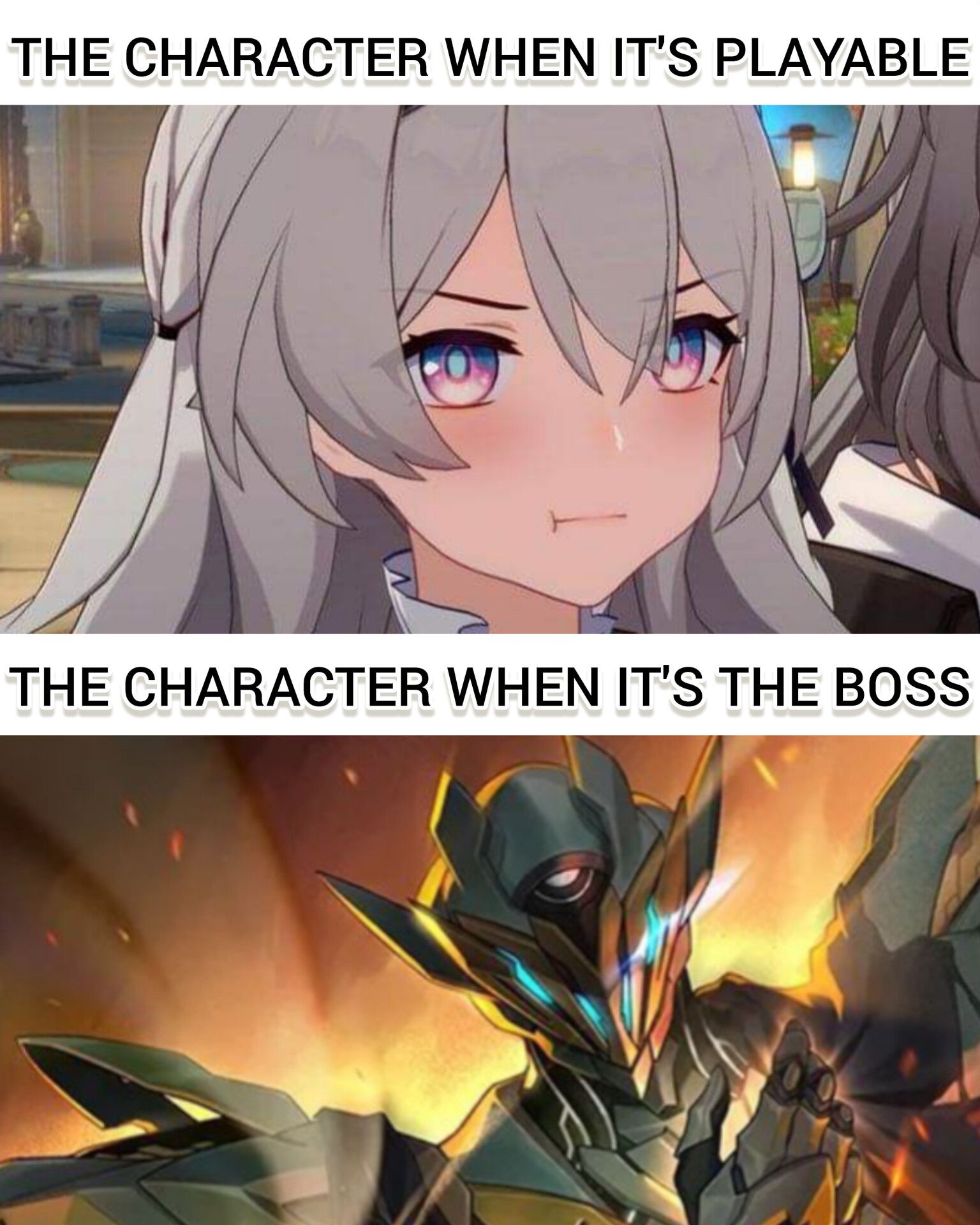 Your character when it's playable Vs when it's your enemy Honkai: Star ...