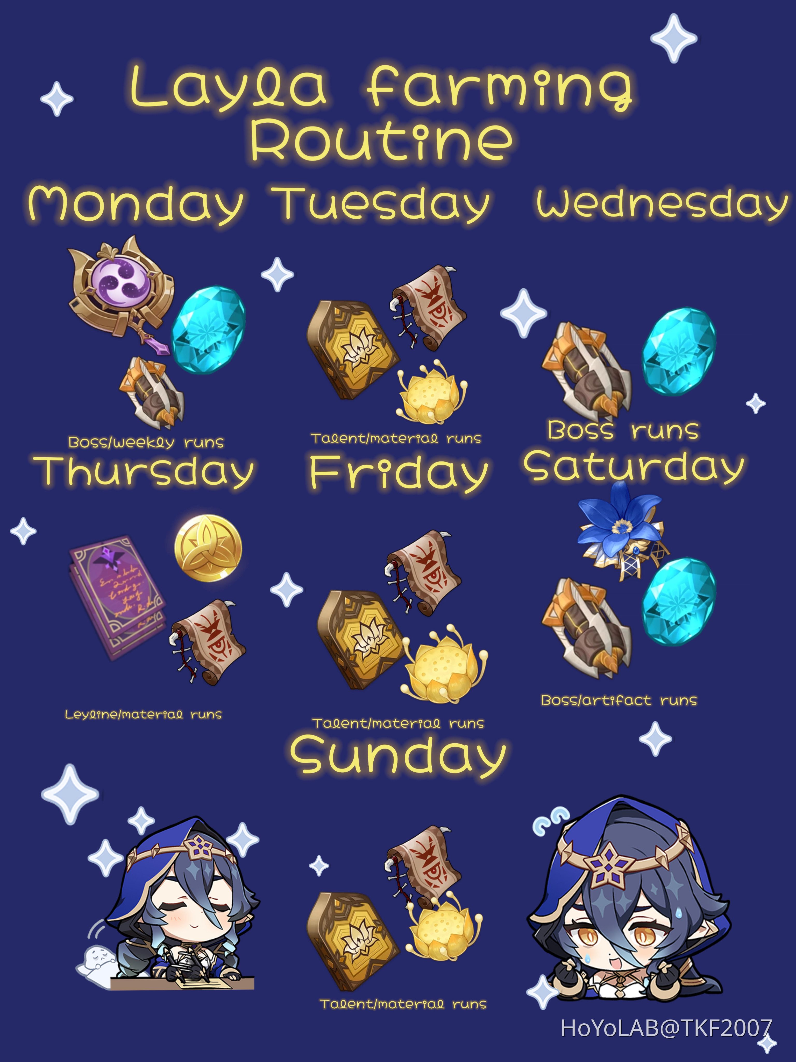 Layla - farming routine [4.4] Genshin Impact | HoYoLAB