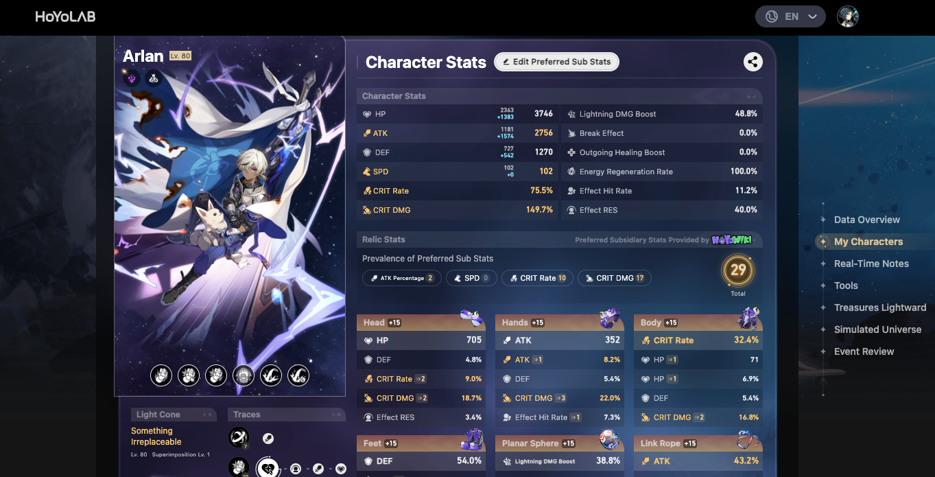 Show me a better Arlan build Honkai: Star Rail | HoYoLAB