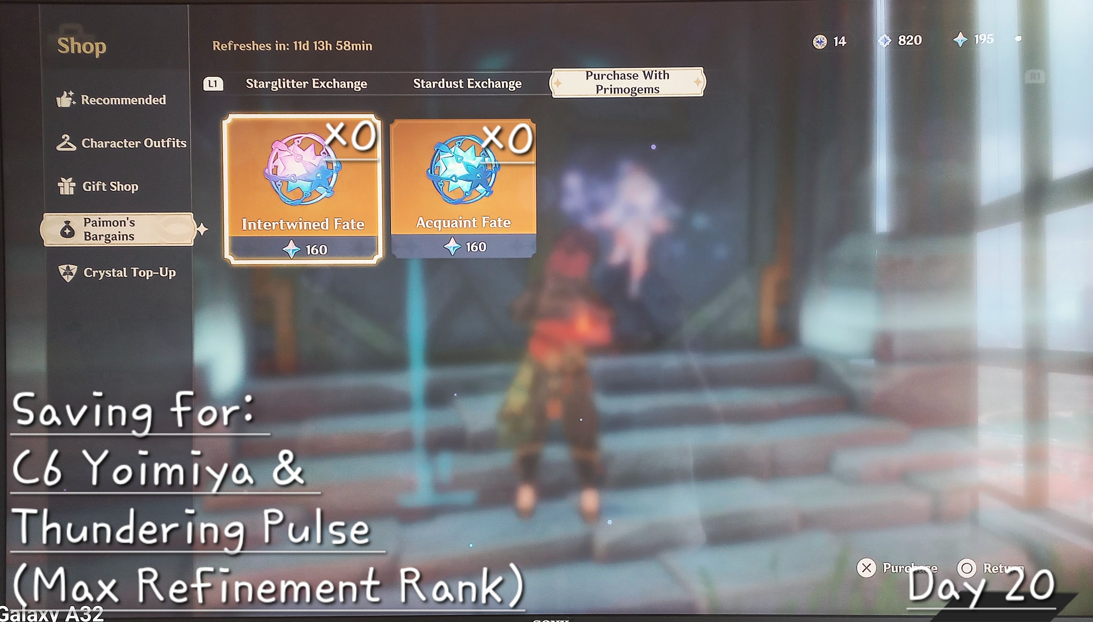 Saving for C6 Yoimiya & Thundering Pulse (Max Refinement Rank) Day: 20 ...