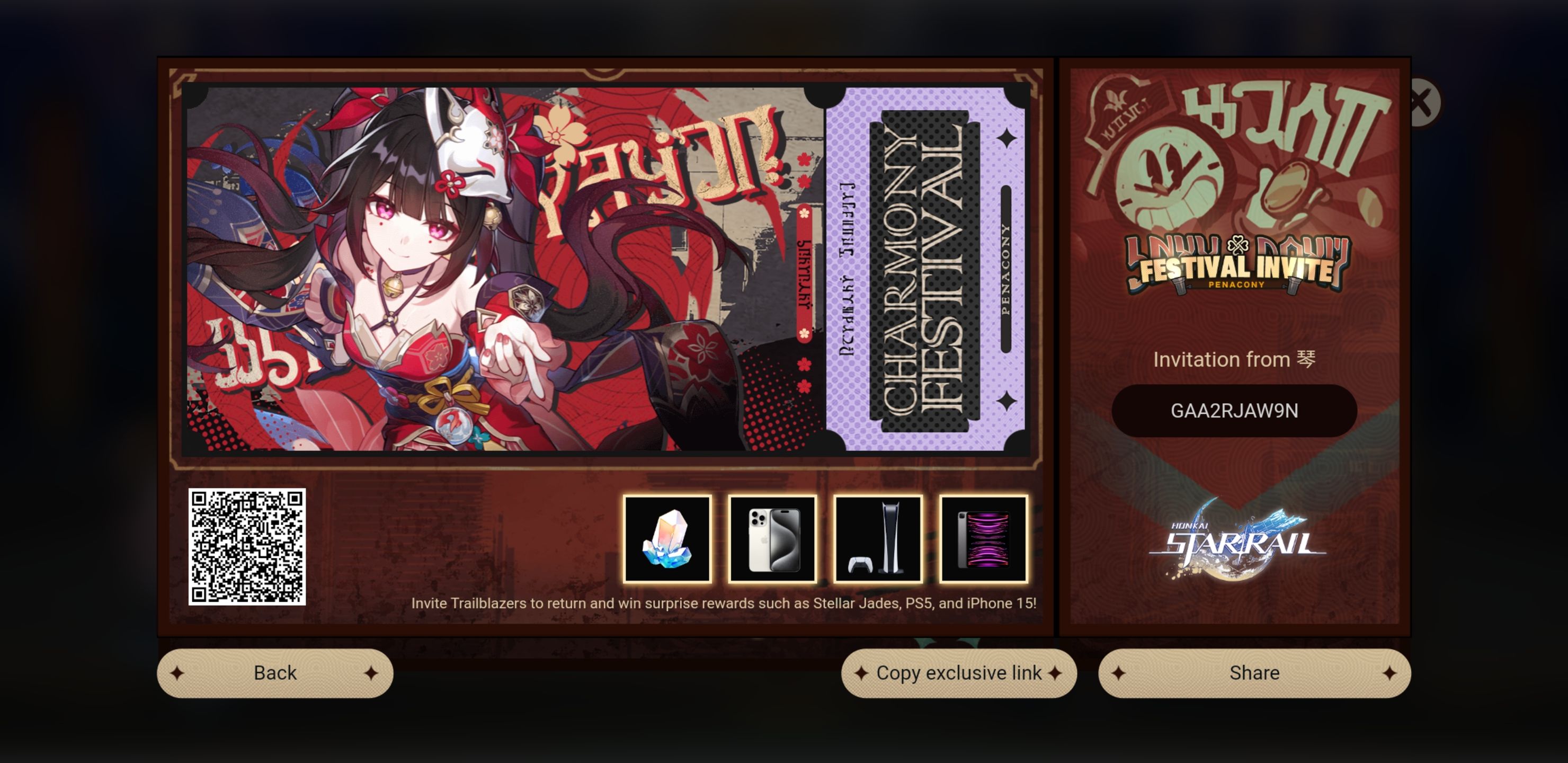 I dont have friends and im newbie so here's my invitation code Honkai ...