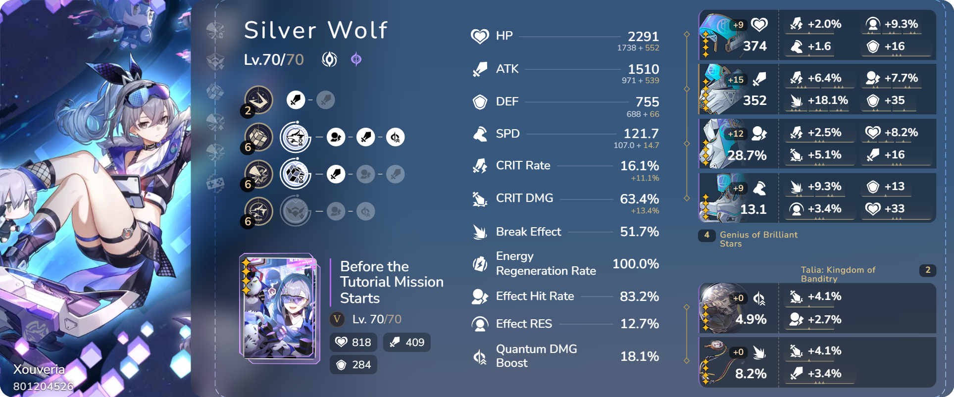 My current SW build, Equilibrium level 4 and Trailblazer level 51 ...