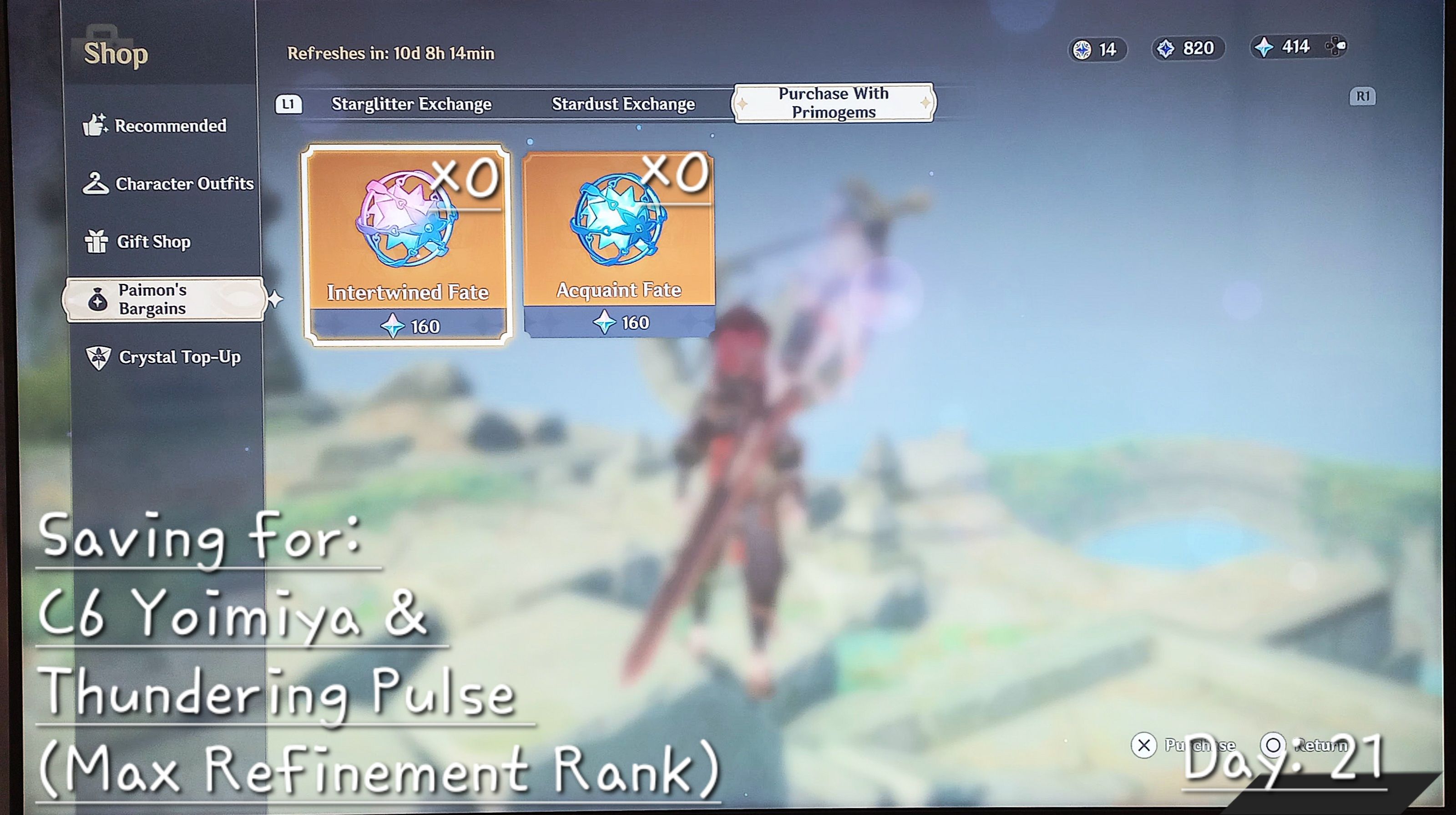 Saving for C6 Yoimiya & Thundering Pulse (Max Refinement Rank) Day: 21 ...
