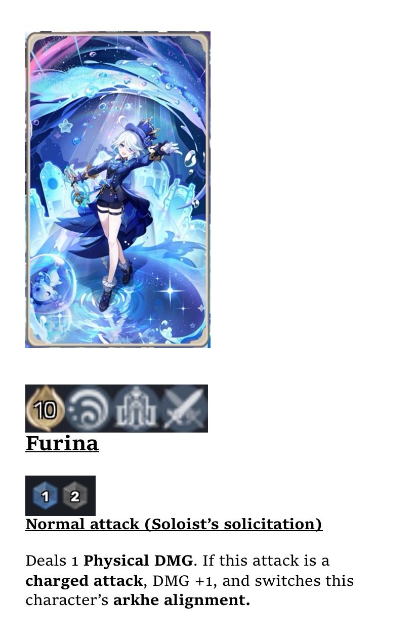 Furina character card concept (Genius Invocation TCG) Genshin Impact ...