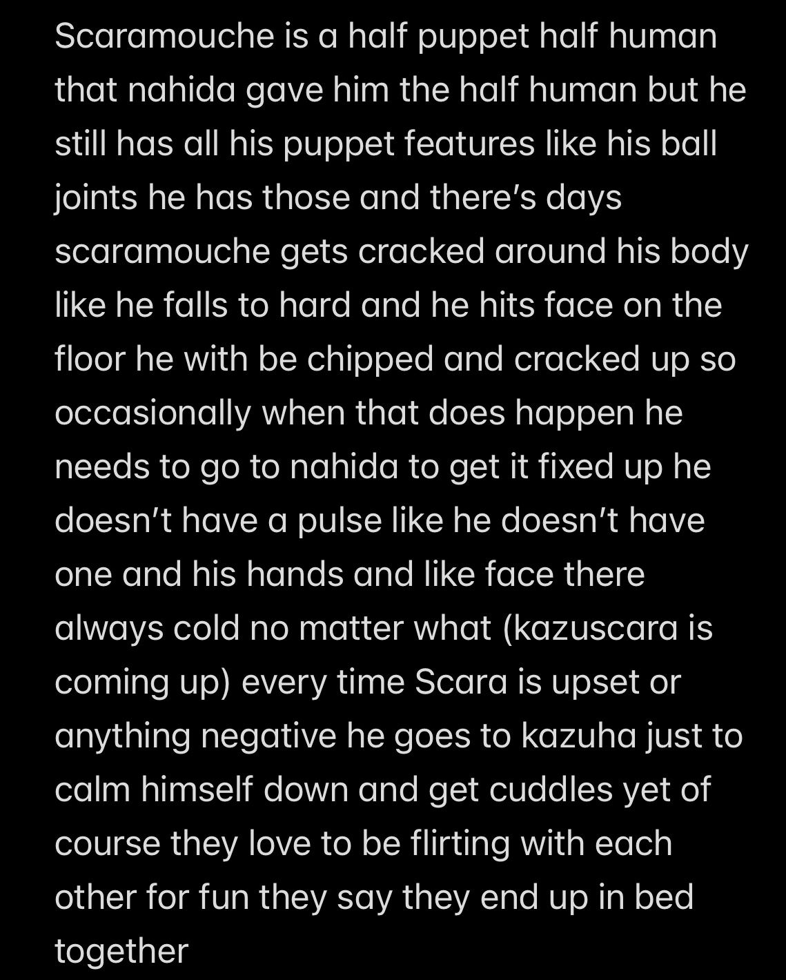Scaramouche and kazuscara headcannon Genshin Impact | HoYoLAB