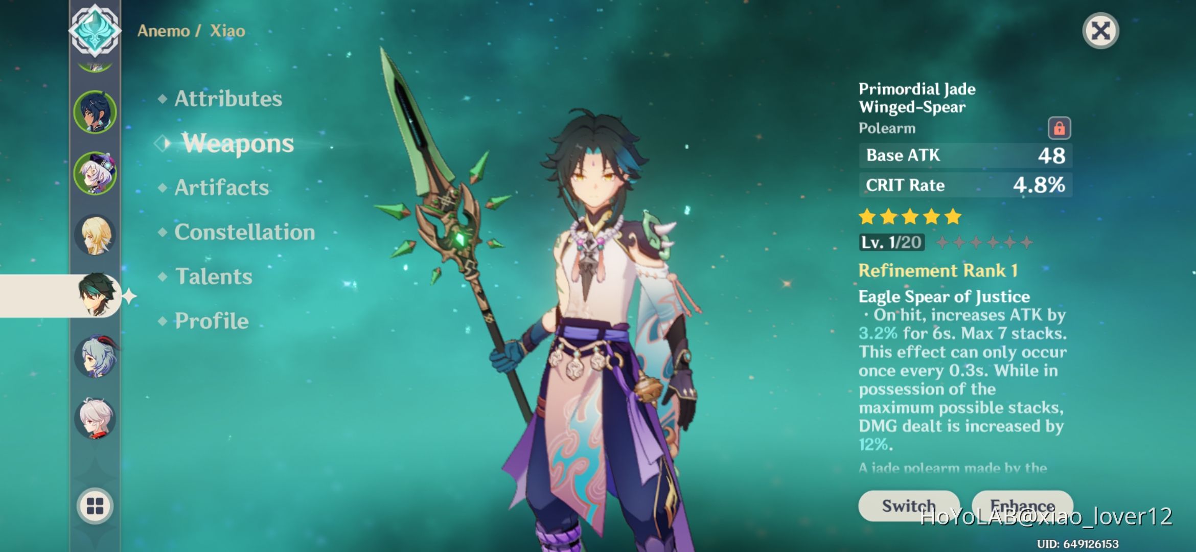 xiao's weapon~ Genshin Impact | HoYoLAB