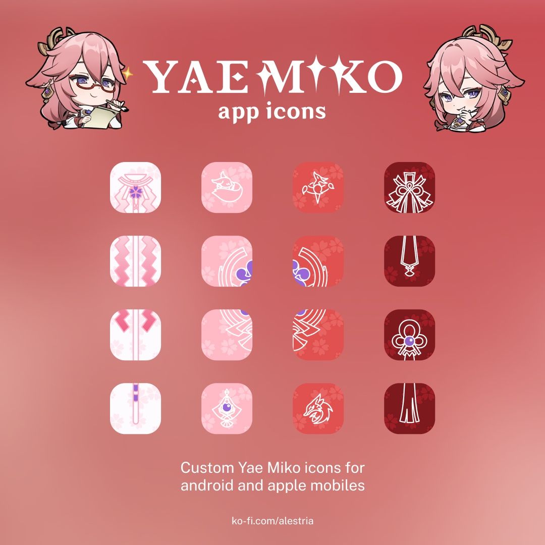 Transform Your Phone with Custom Yae Miko App Icons Genshin Impact | HoYoLAB