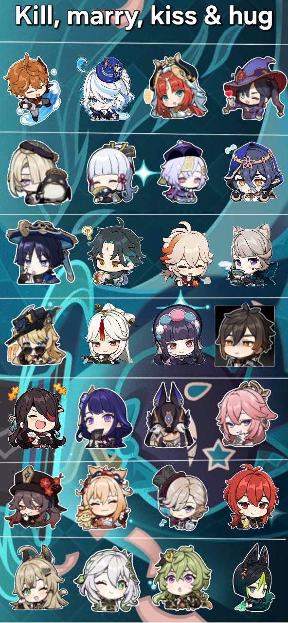Kill, marry, kiss & hug genshin characters Genshin Impact | HoYoLAB