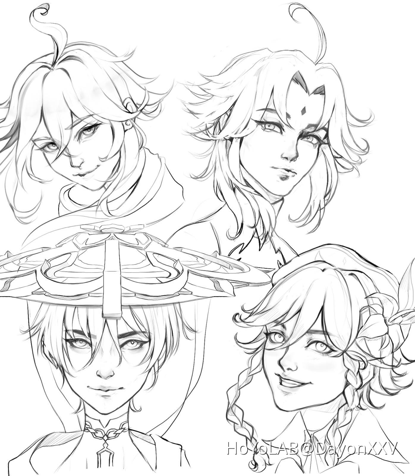 Anemo boys sketch Genshin Impact | HoYoLAB