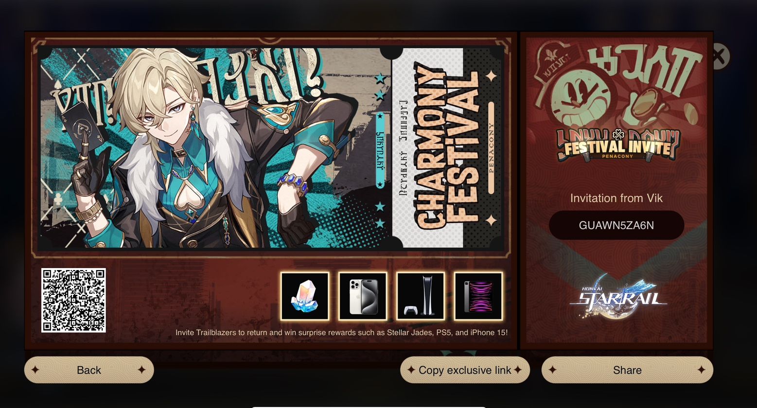 Festival Invite Code - GUAWN5ZA6N Honkai: Star Rail | HoYoLAB