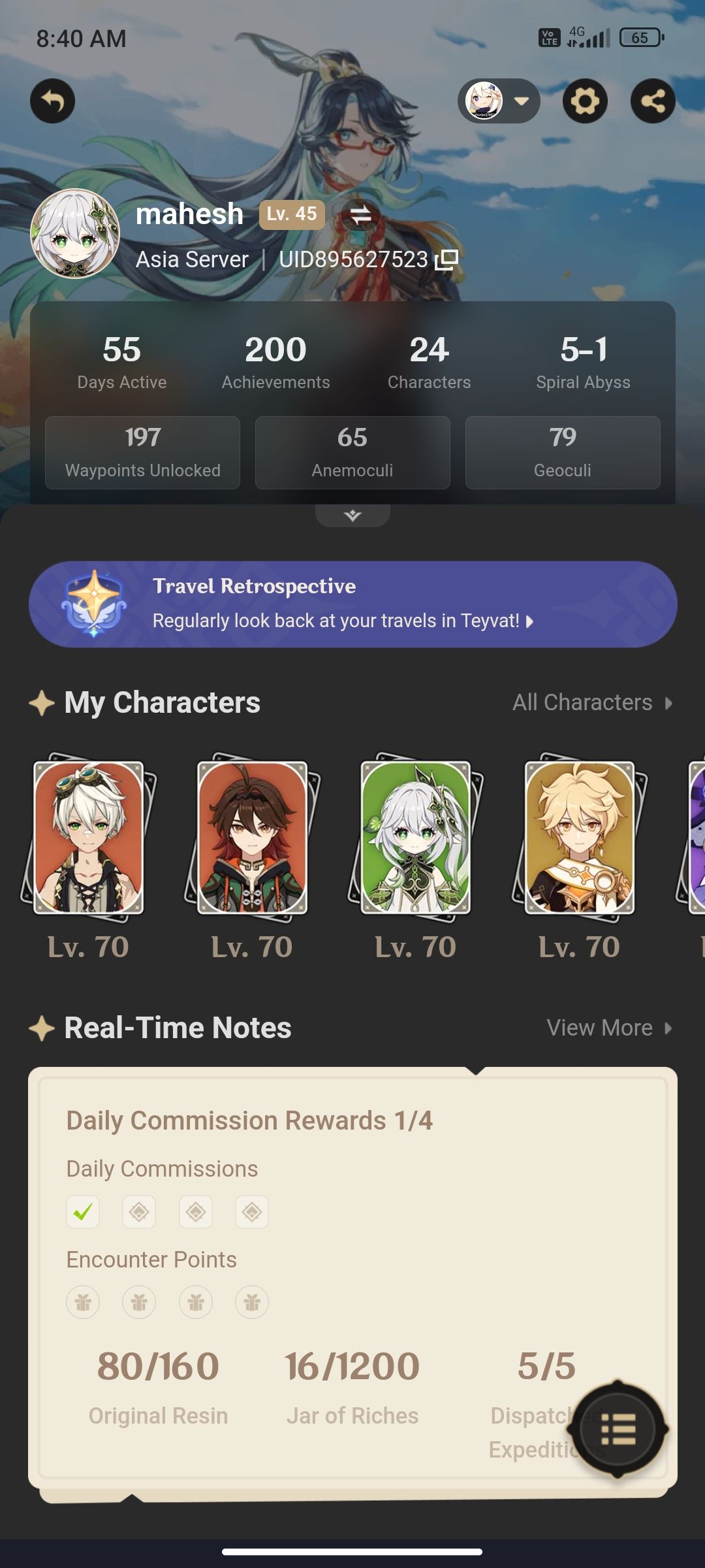 hard work of 55 days, finally AR 45 !!! Genshin Impact | HoYoLAB