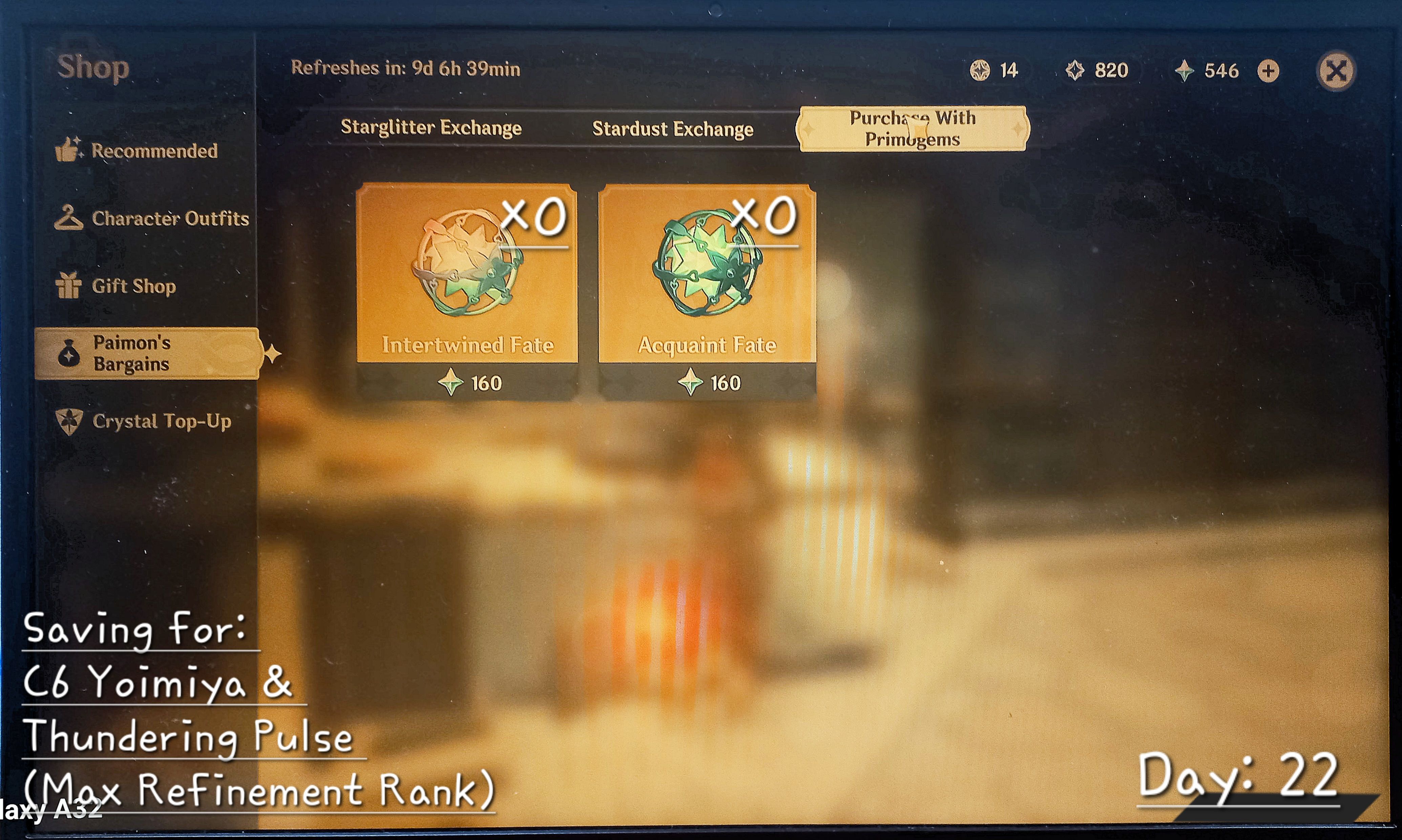 Saving for C6 Yoimiya & Thundering Pulse (Max Refinement Rank) Day: 22 ...