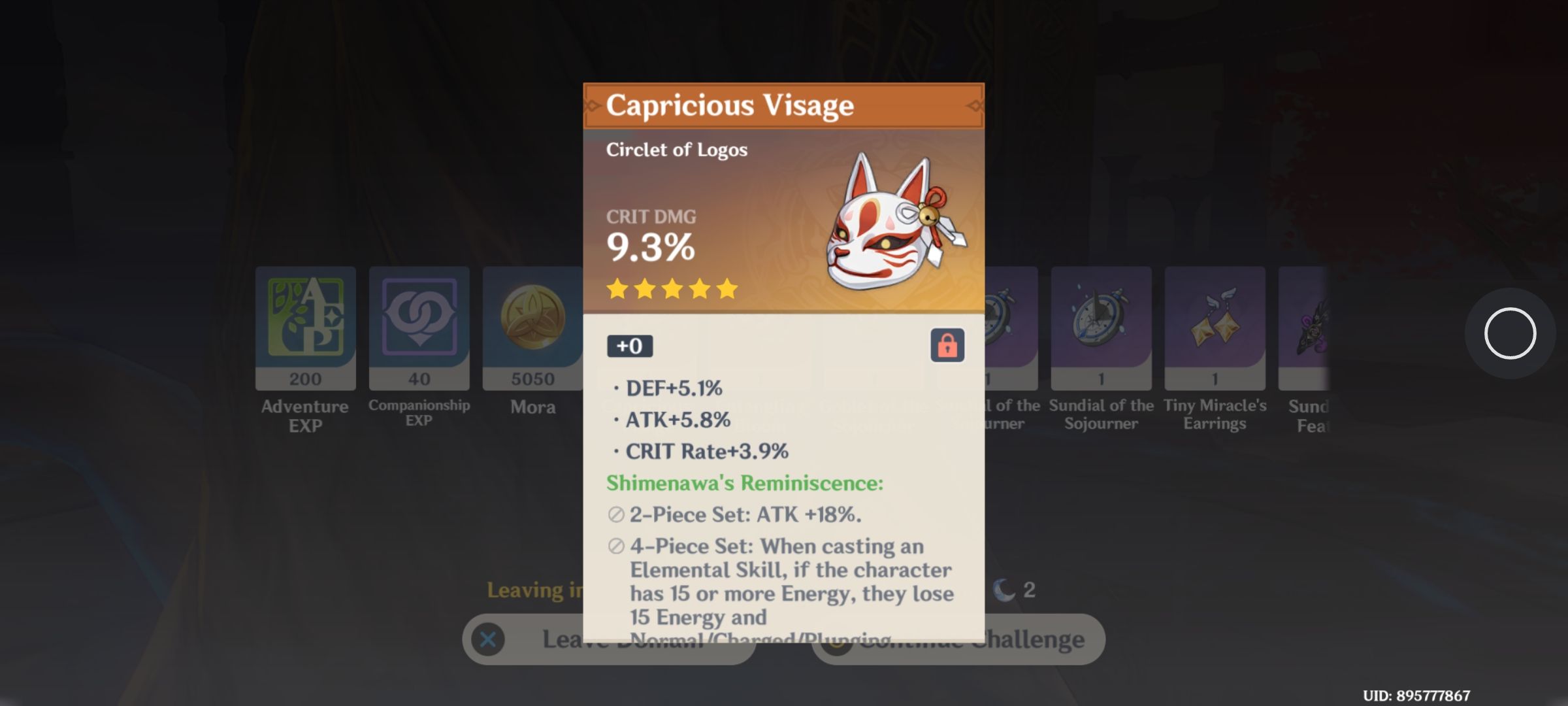 The Level of luck on this artifact piece Genshin Impact | HoYoLAB