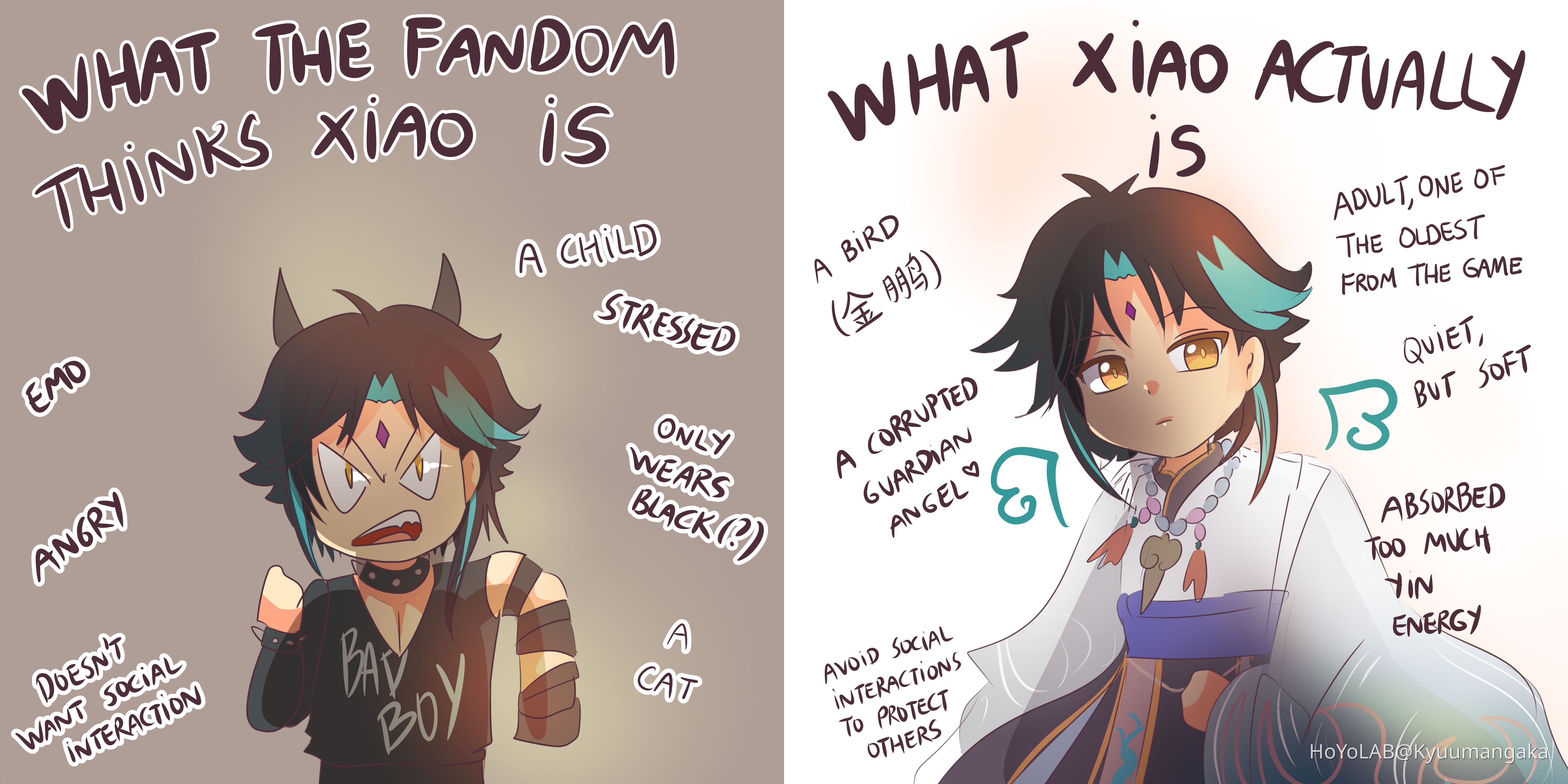 A joke drawing but also a serious remark about the fandom (about Xiao ...