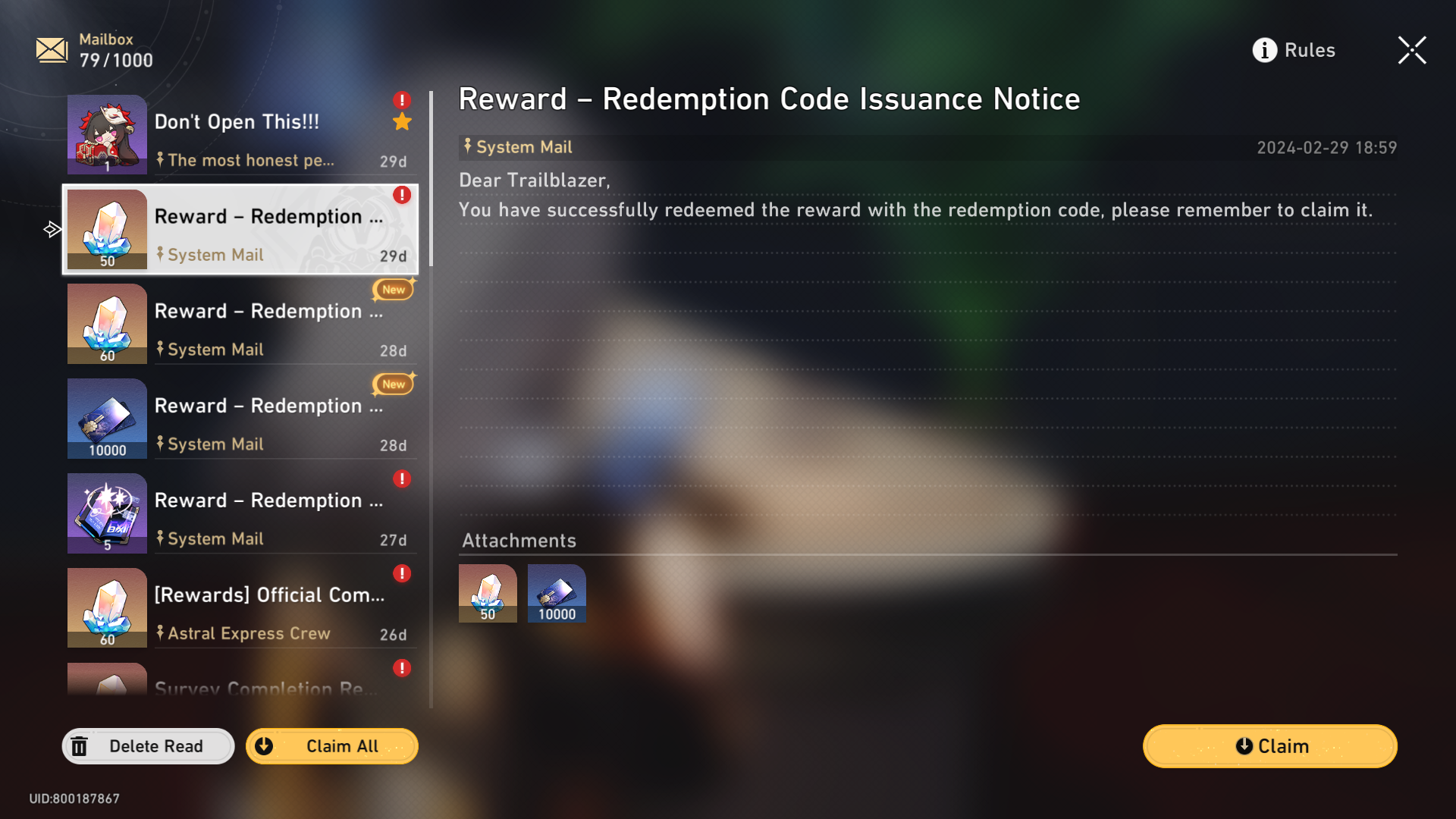 50 stellar jade code Honkai: Star Rail | HoYoLAB