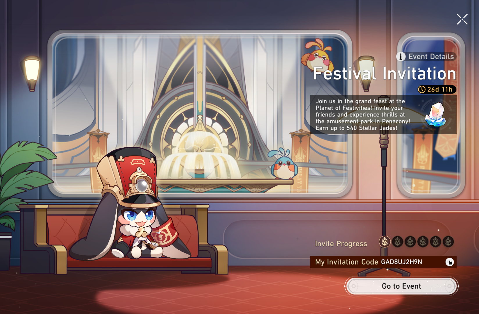 I'm finding friends to redeem code in Festival invitation. Honkai: Star ...