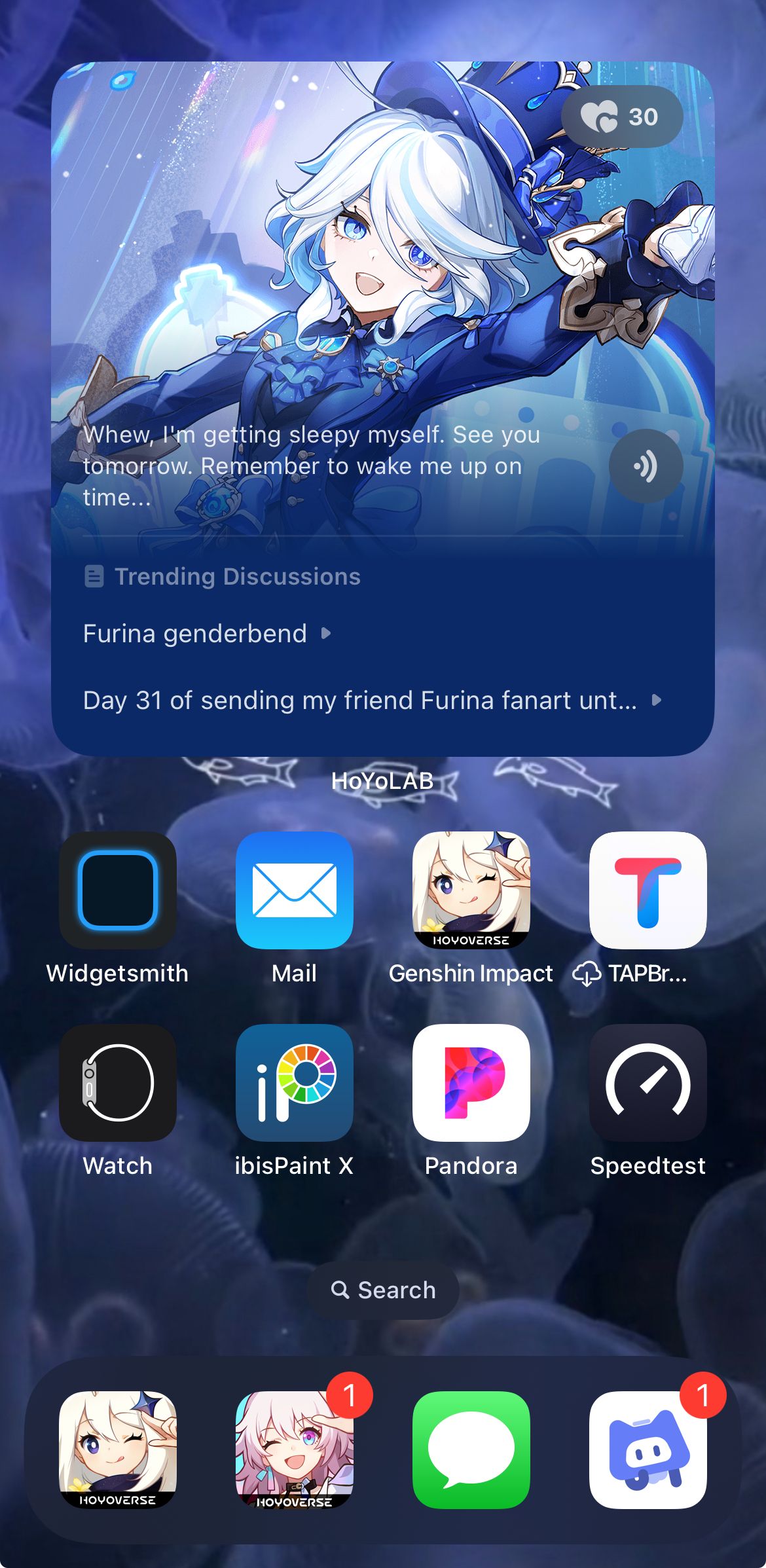 Awww goodnight Furina, see you tomorrow💙 Genshin Impact | HoYoLAB