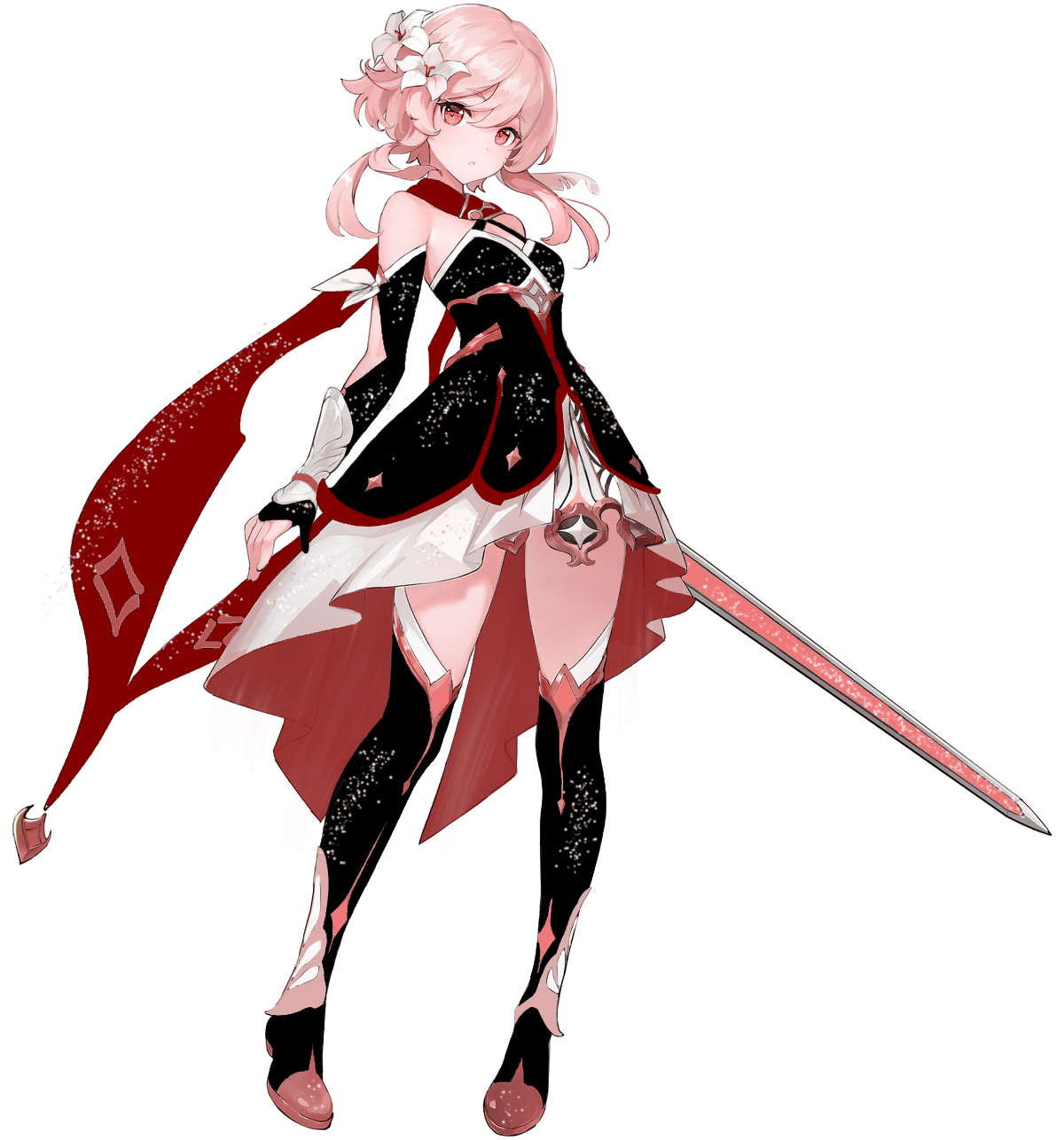 Lumine in red and blue with black Genshin Impact | HoYoLAB