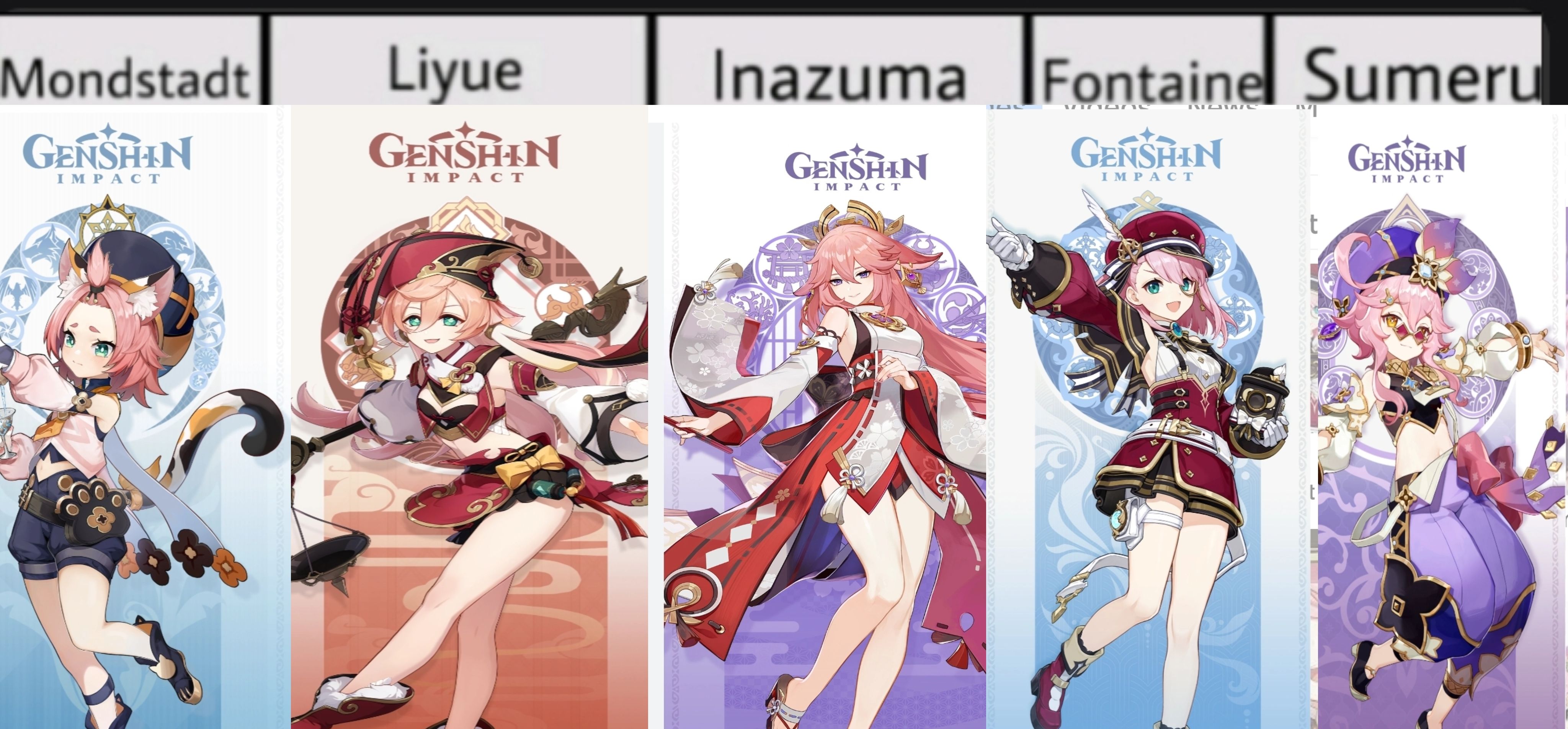 fav pink hair charcter from each region Genshin Impact | HoYoLAB