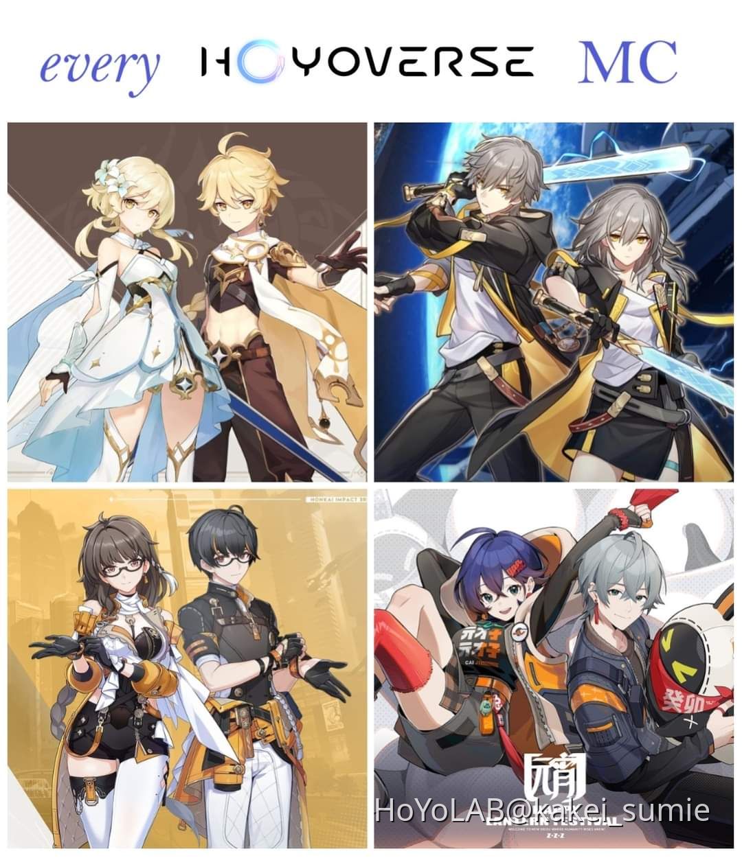 Every MC as of 2024 Tượng ký hiệu nam nữ Honkai Impact Dreamseekers Genshin Impact Travelers ...