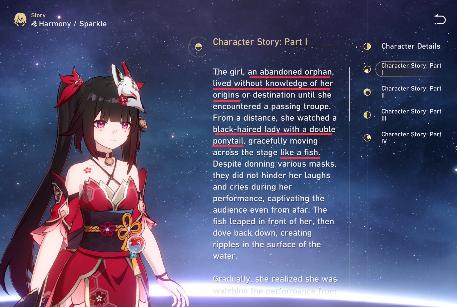 Interesting infos and quotes in Sparkle character details, add your ...