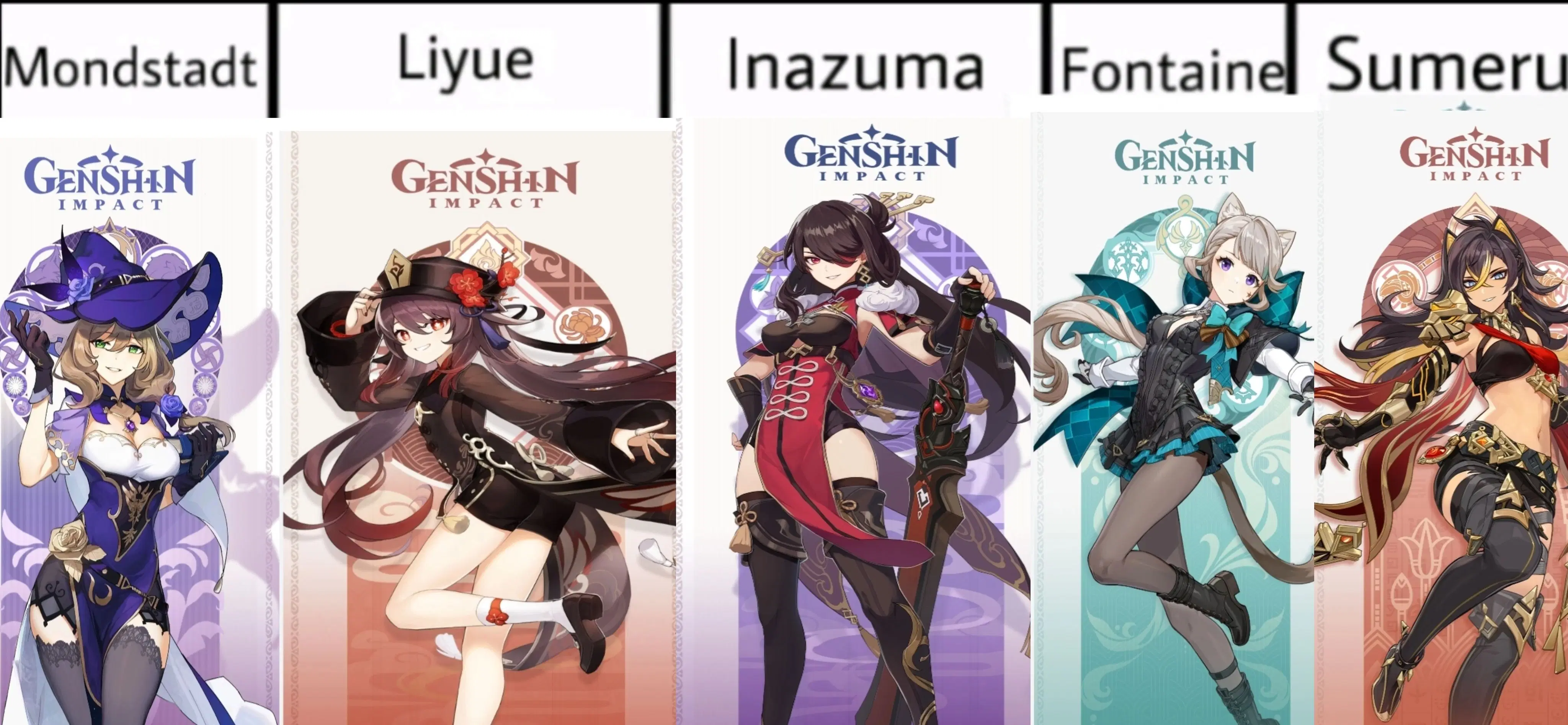 fav brown hair characters from each redion Genshin Impact | HoYoLAB