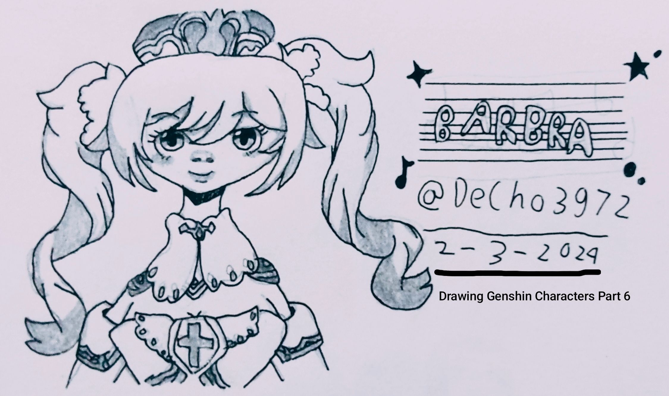 Drawing Barbara🎶 (I spelled Barbara wrong ☺️) Genshin Impact | HoYoLAB