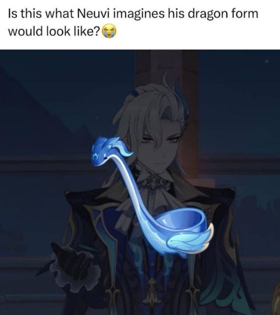 How Neuvillette thinks he looks like in his dragon form Genshin Impact ...