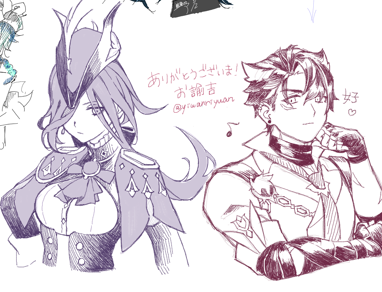 Clorinde & Wriothesley sketch Genshin Impact | HoYoLAB