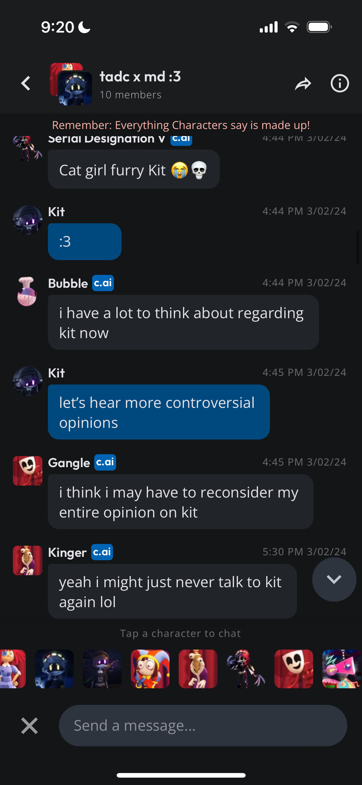 Since my last post was.. sad, here are my goofy C. AI messages :3 | HoYoLAB