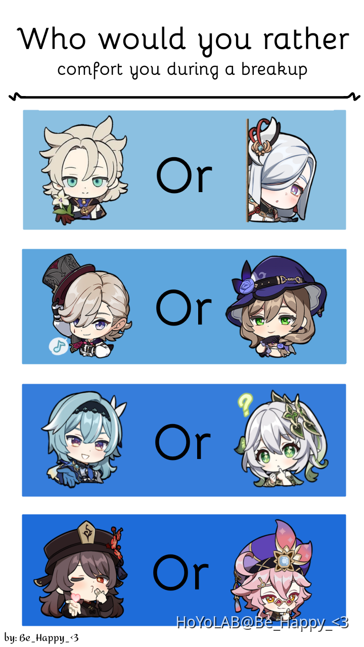 Who would you rather take care of you during a breakup? Genshin Impact ...
