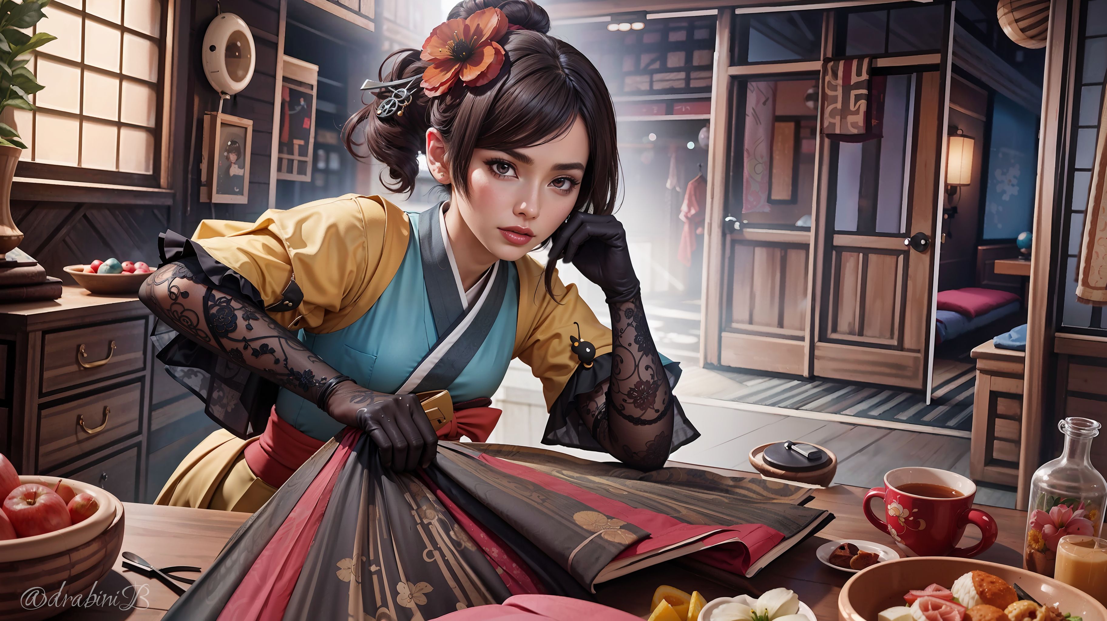 Chiori is always busy making new outfits. AI 3DCG Genshin Impact | HoYoLAB