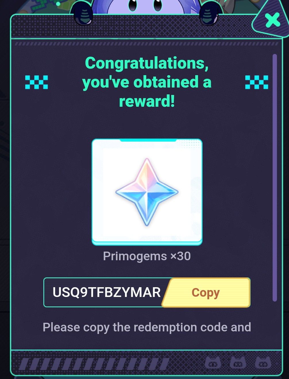 Primogems x30 code Genshin Impact | HoYoLAB
