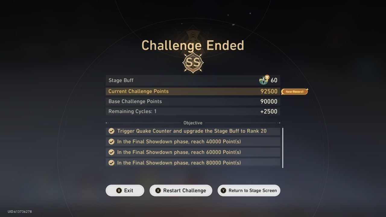 Stage buff x60 on Quake Counter stage Honkai: Star Rail | HoYoLAB