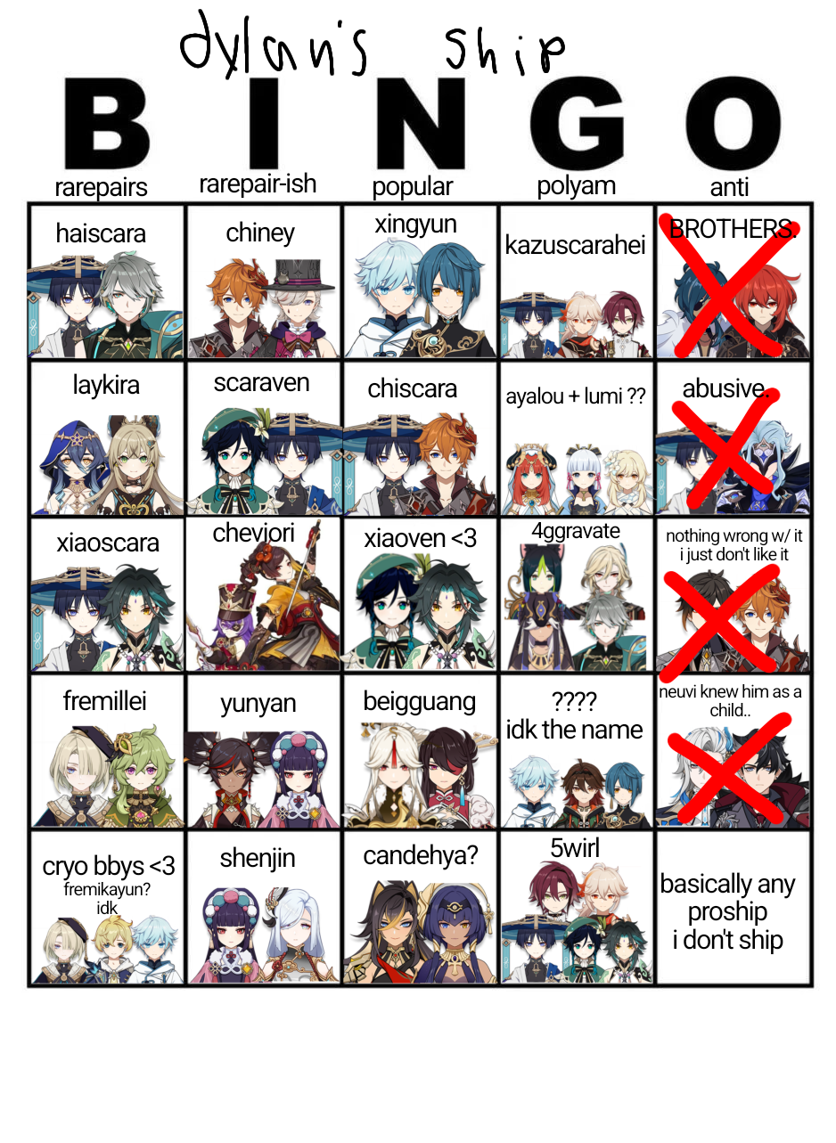 MY SHIP BINGO!!! Genshin Impact | HoYoLAB