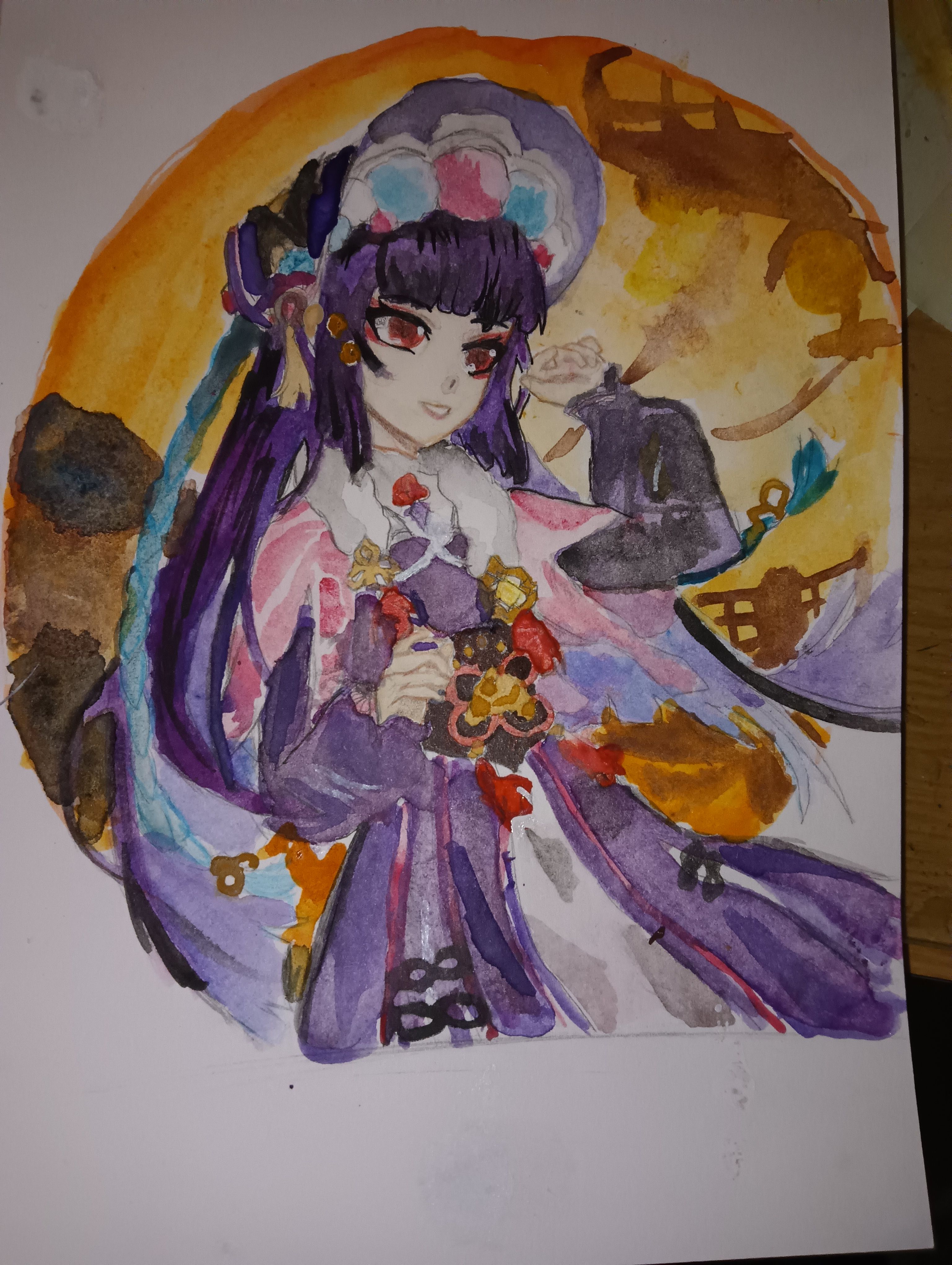 Finally finished coloring this drawing of Yun Jin! I am not really good ...