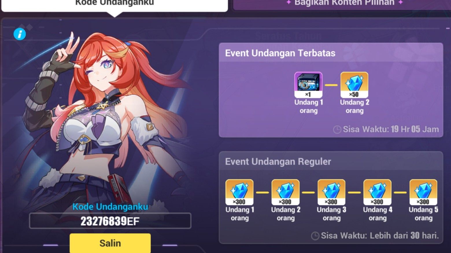 Invite code for new players and returnees (SEA server) Honkai Impact 3rd | HoYoLAB