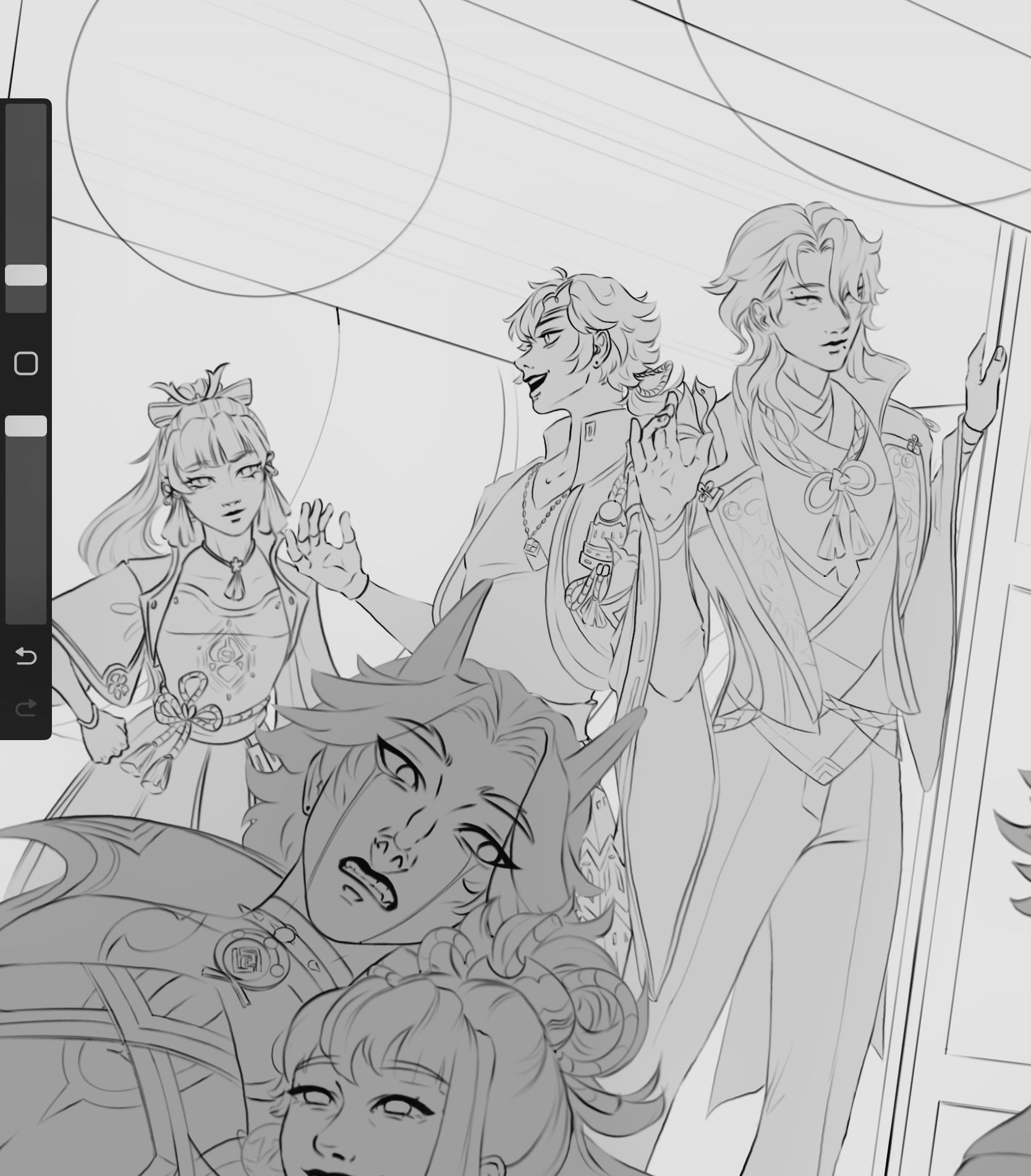 Line Art for the Yashiro Trio in my WIP Genshin Impact | HoYoLAB