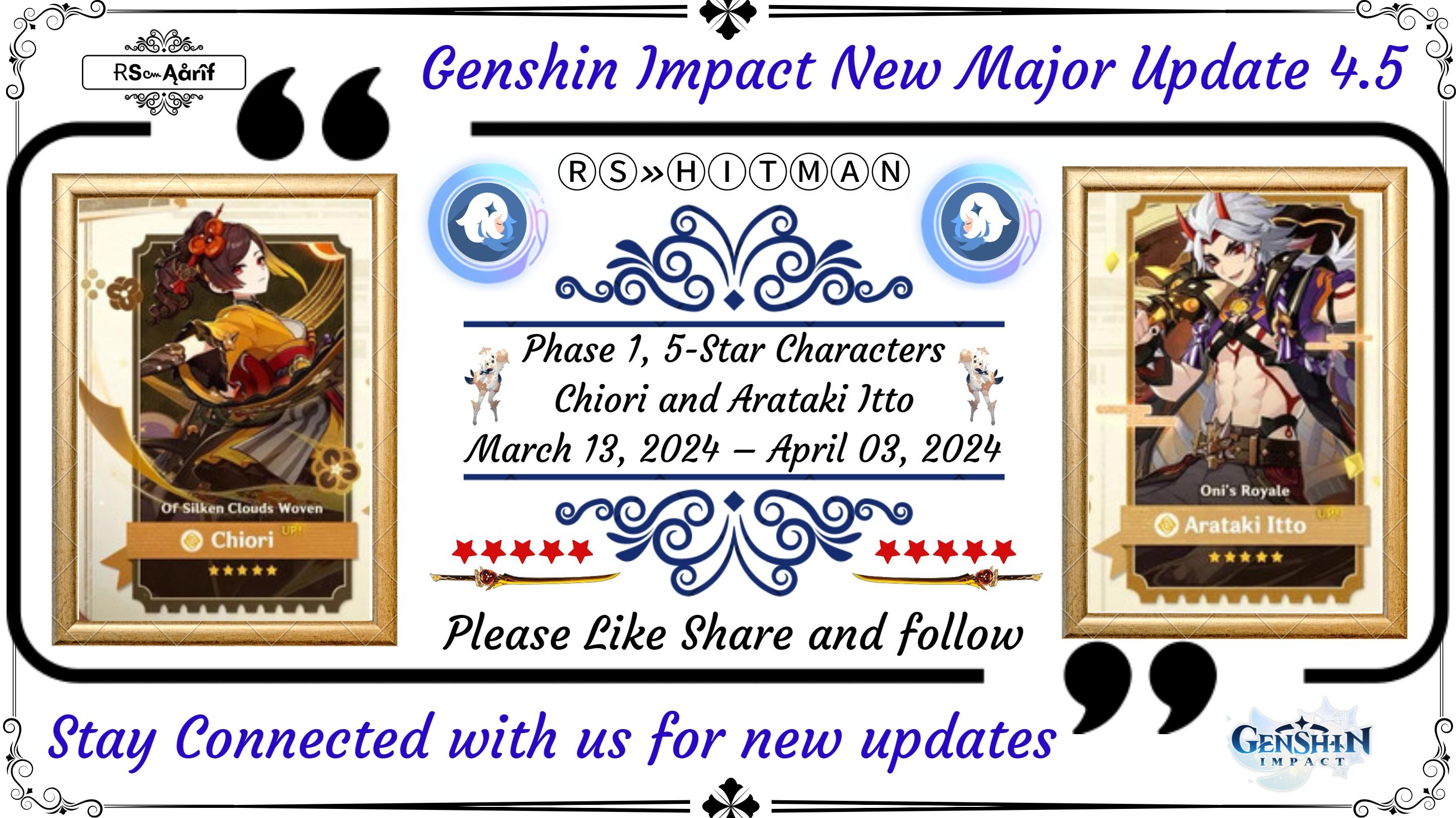 Phase One 5 Star Character Banner New Update Genshin Impact 4.5 Banner ...