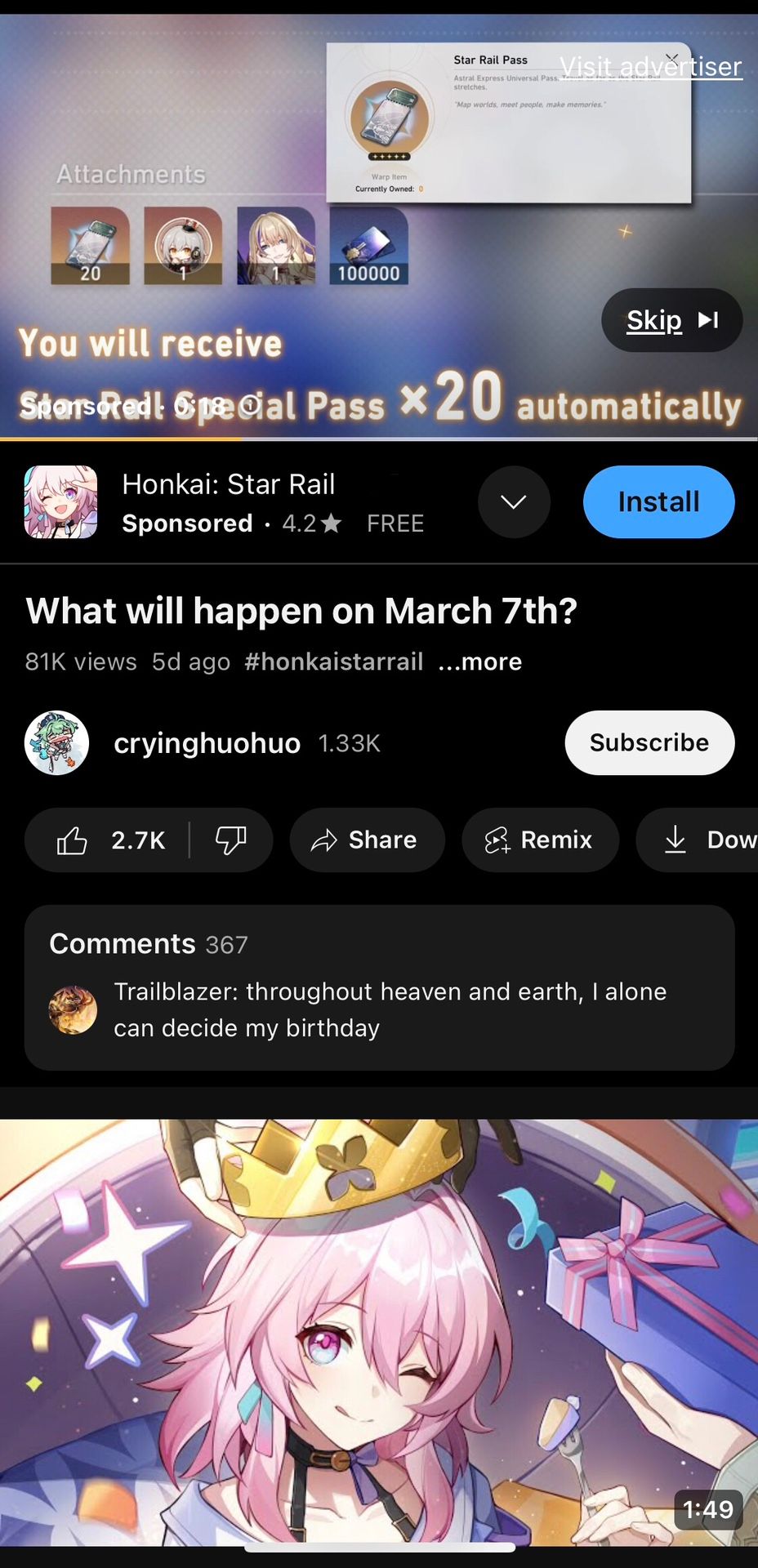 Star Rail ad taught me how to claim 80 free pulls Honkai: Star Rail ...