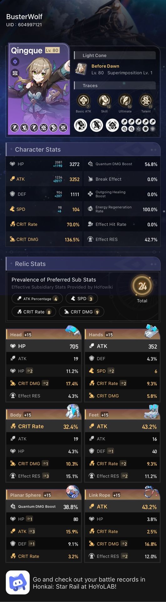 Quinque build Honkai: Star Rail | HoYoLAB