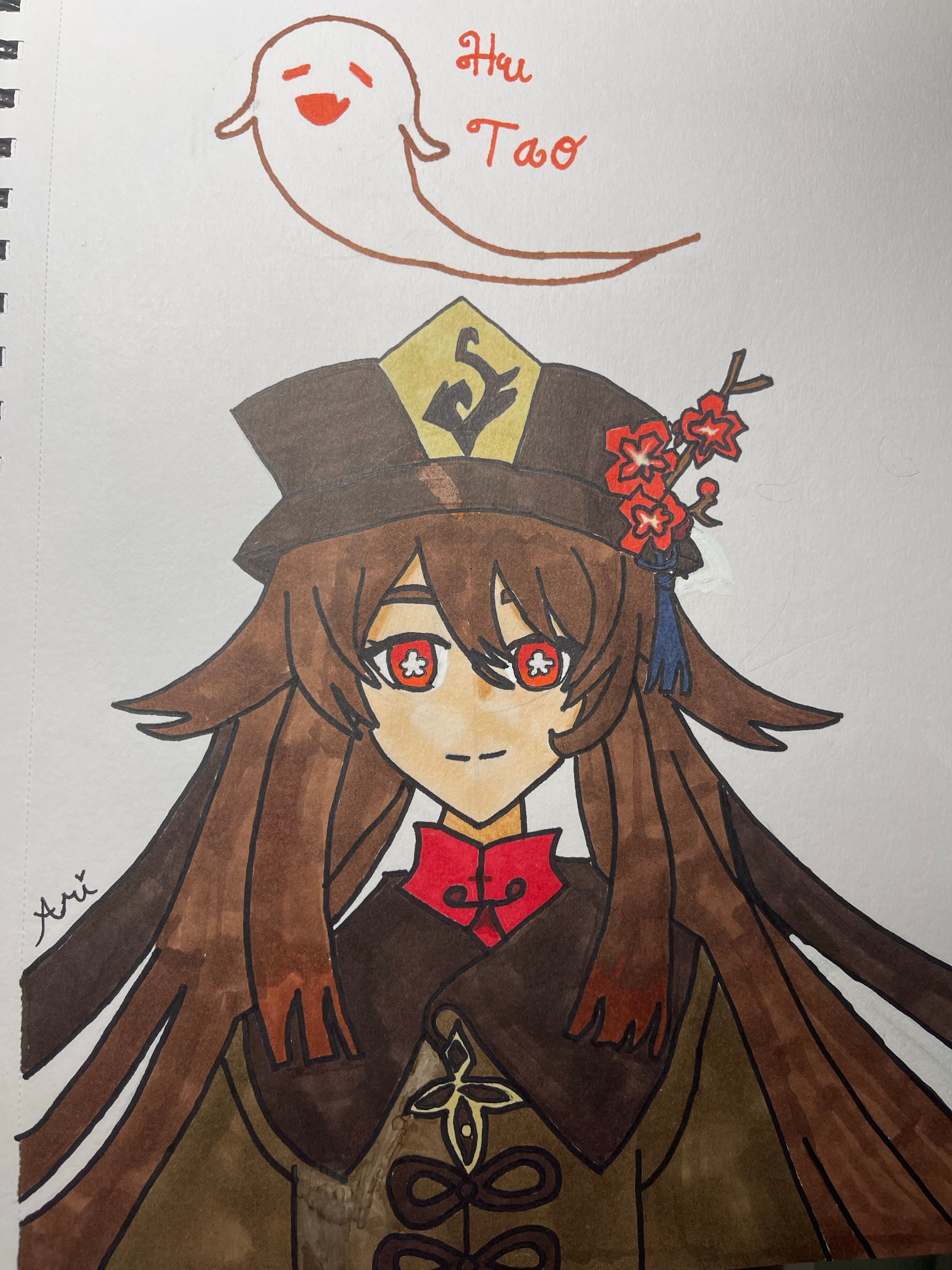 Finished Hu Tao drawing•~• Genshin Impact | HoYoLAB