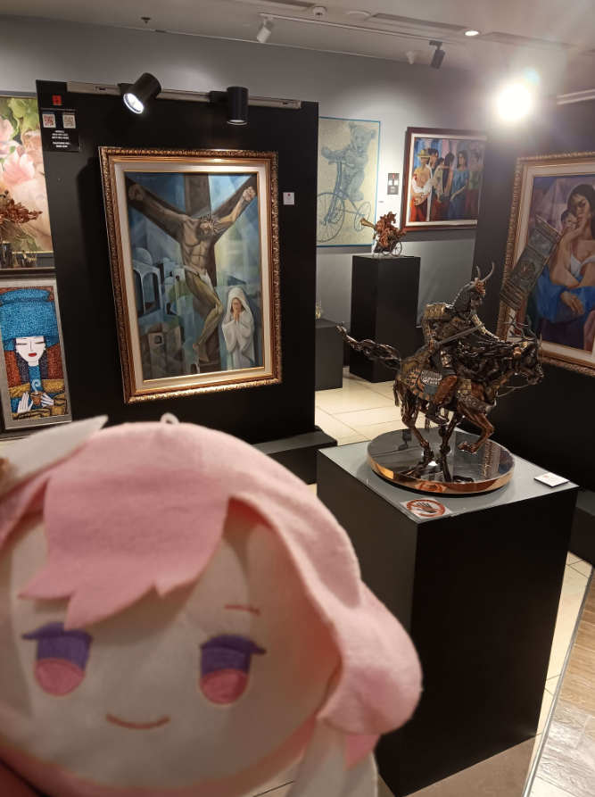 Day 39 of ely plush in wacky locations - taking ely bean in an art ...