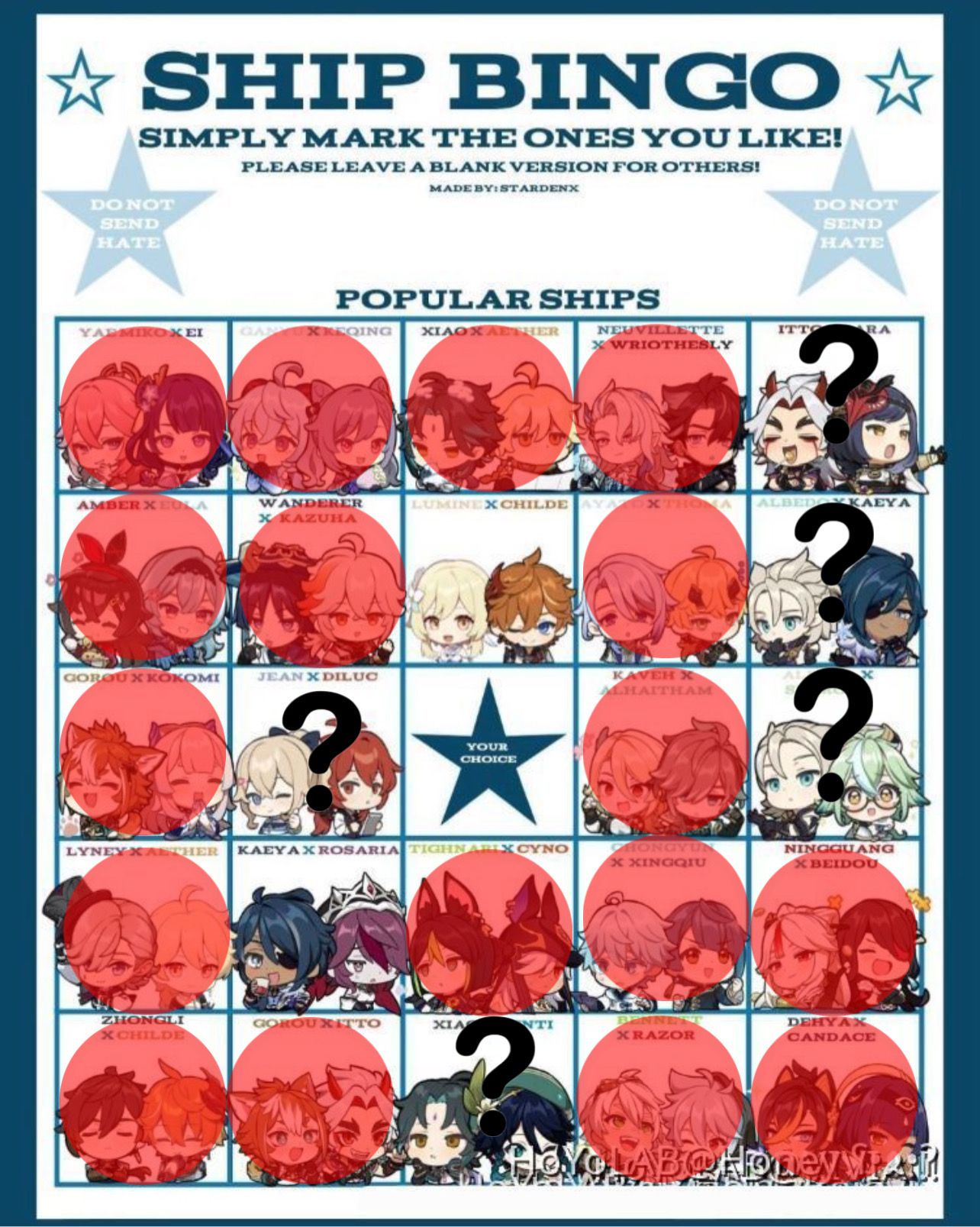 genshin ship bingo (popular ships vers) Genshin Impact | HoYoLAB