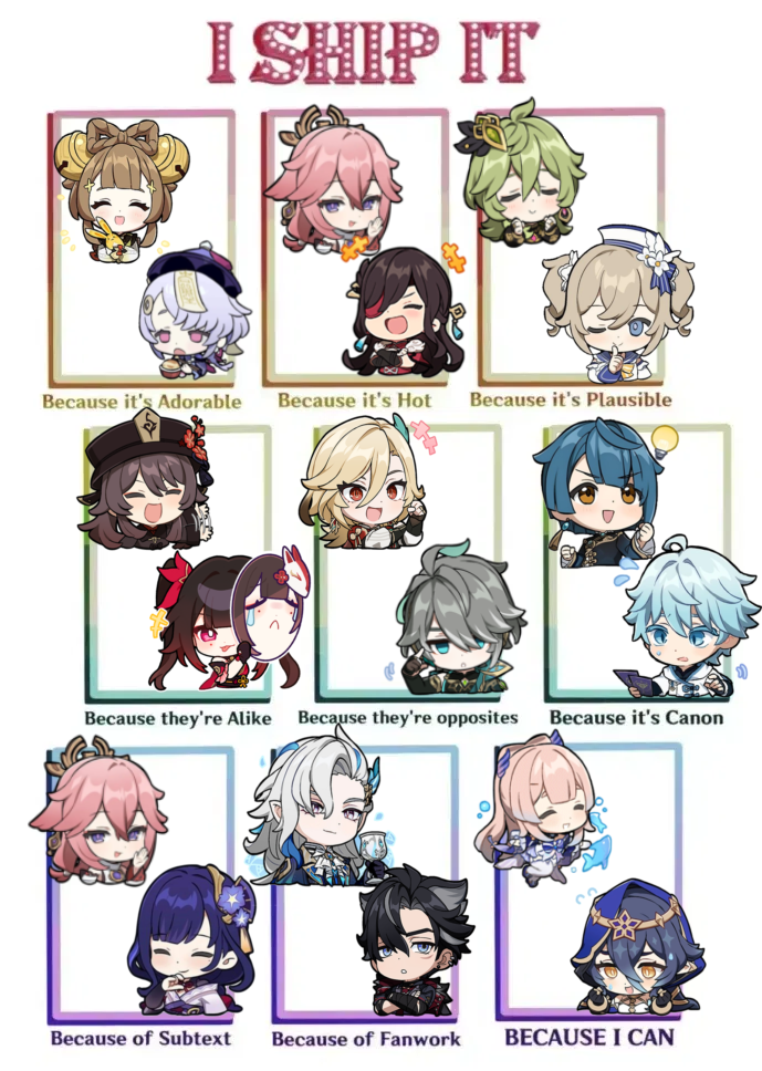 I ship it because + I don’t ship it because Genshin Impact | HoYoLAB