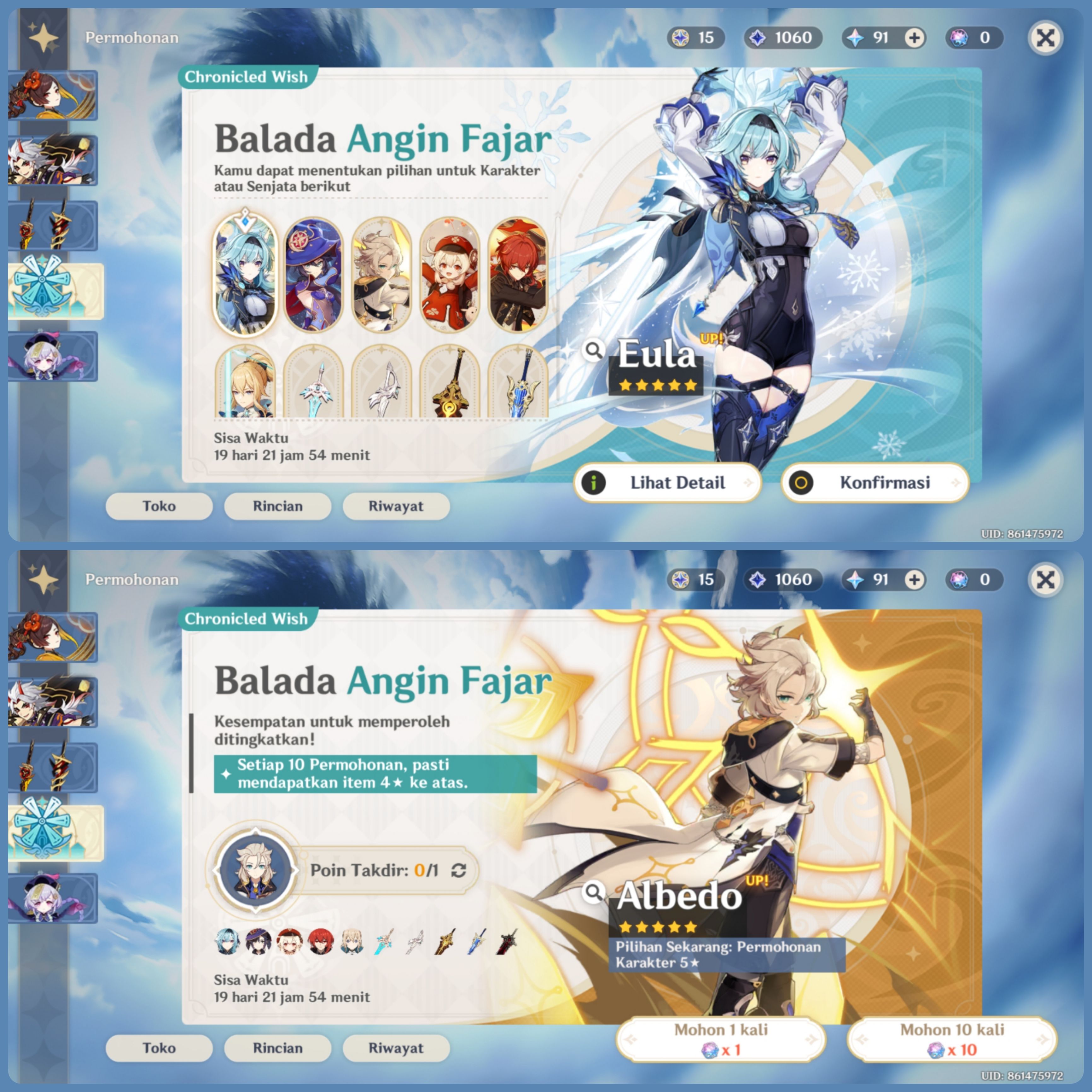 tak kusangka eula klee albedo masuk standard banner😆 Genshin Impact ...