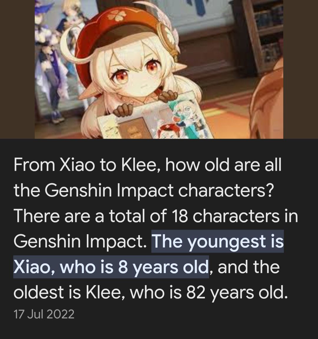 klee and xiao age Genshin Impact | HoYoLAB