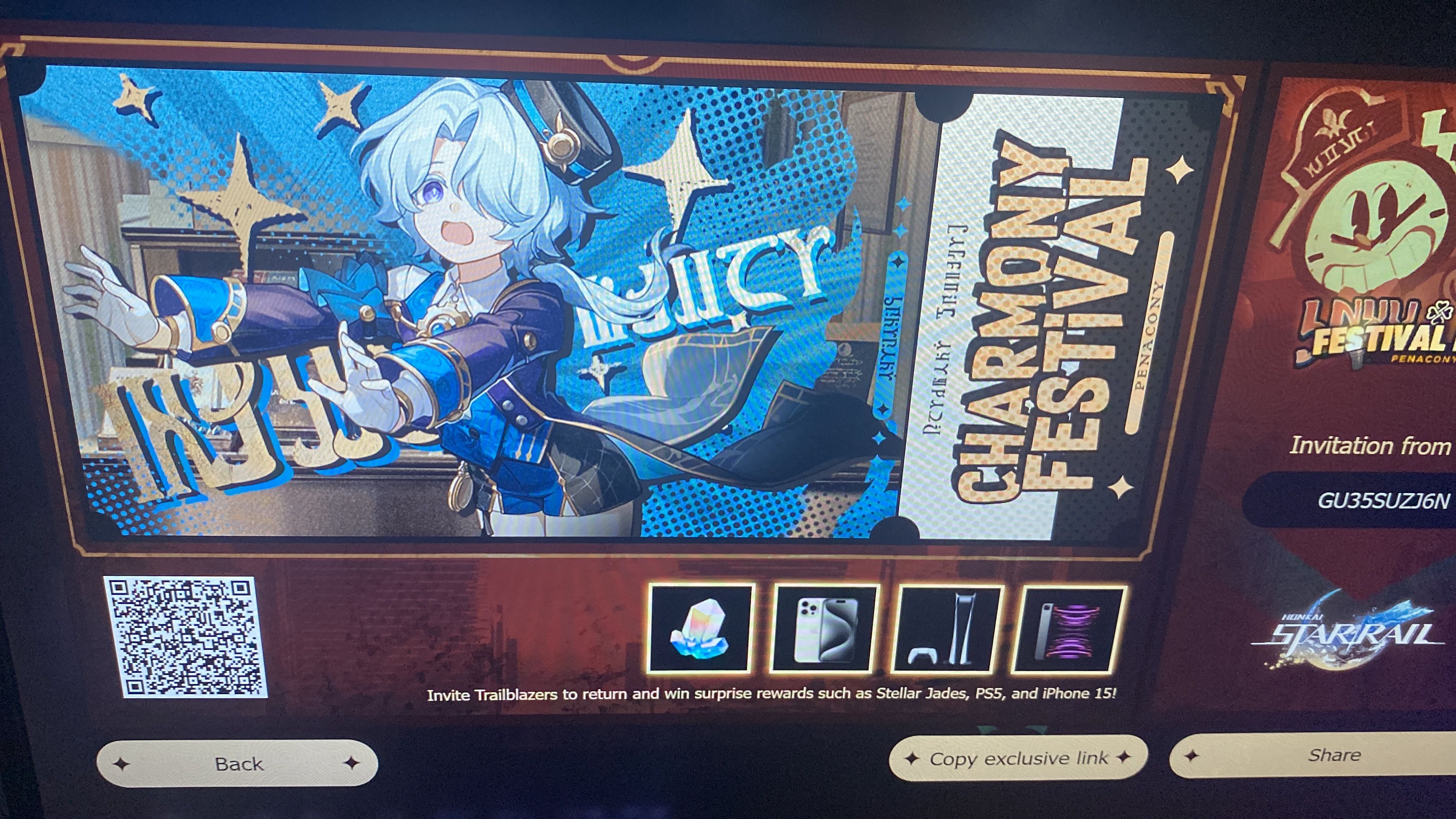 Invite code for Charmony Festival Honkai: Star Rail | HoYoLAB